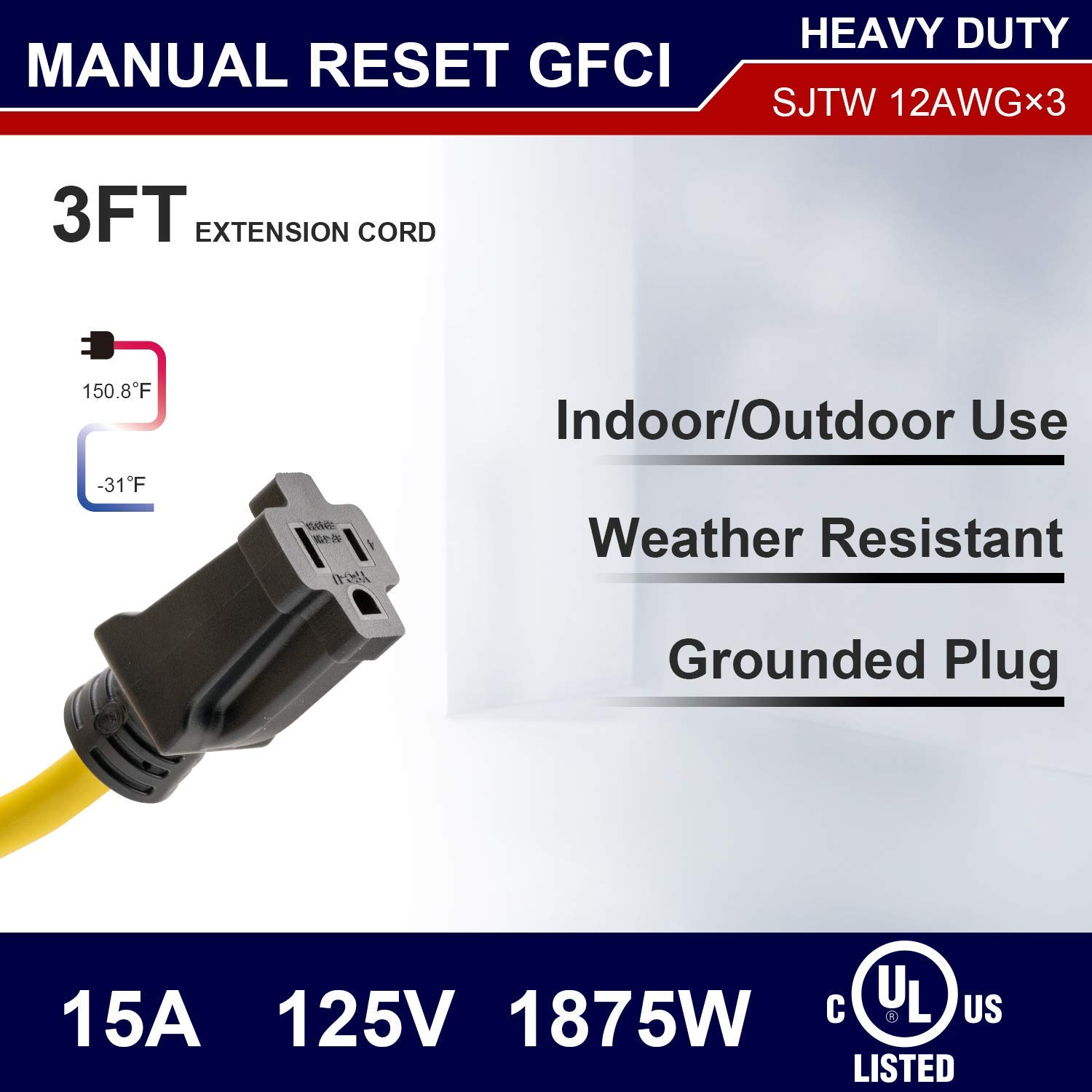 Snapklik.com : AIDA 3FT Manual Reset 12 Gauge SJTW Heavy Duty Right ...