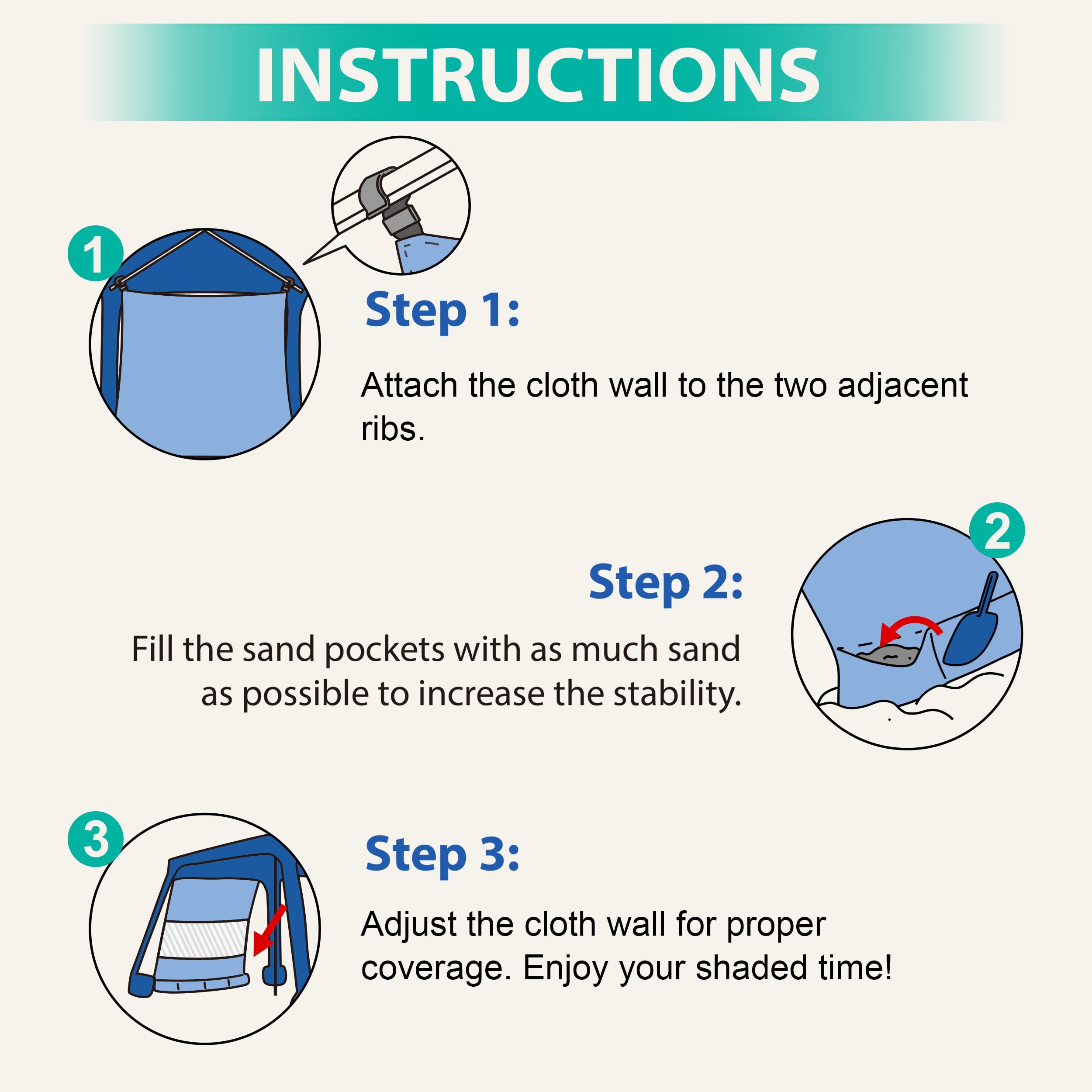 Snapklik.com : Beach Cabana Sidewall, Additional Privacy Sunwall For 6. ...