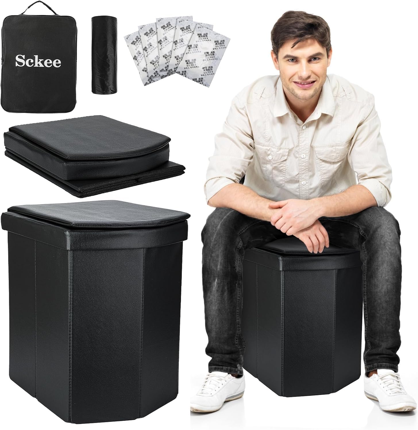 Amazon.com: Portable Toilet, Upgraded 16.5 inch Toilet Seat, Folding ...