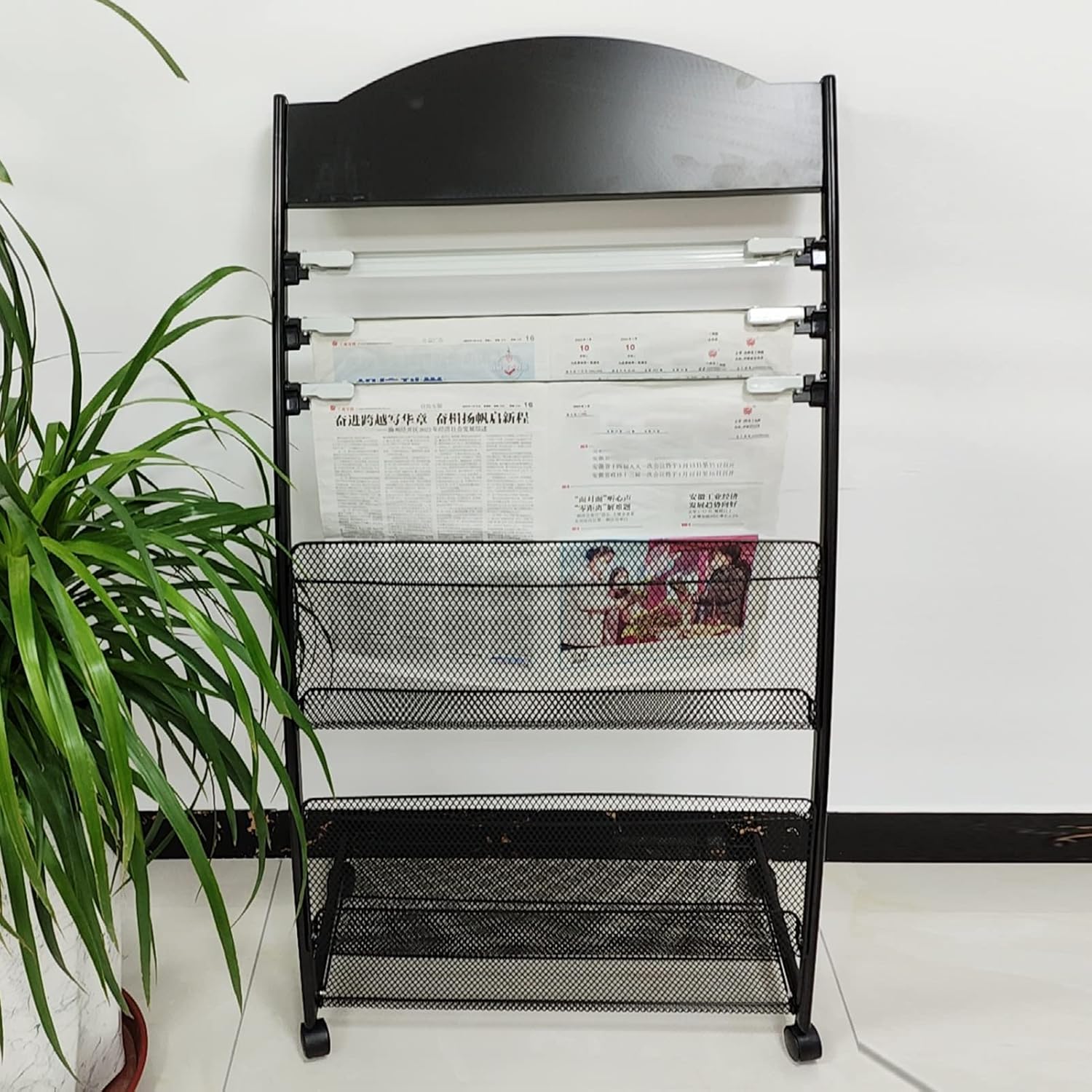 Amazon.com: Commercial Magazine Rack Brochure Stand, Movable Floor ...