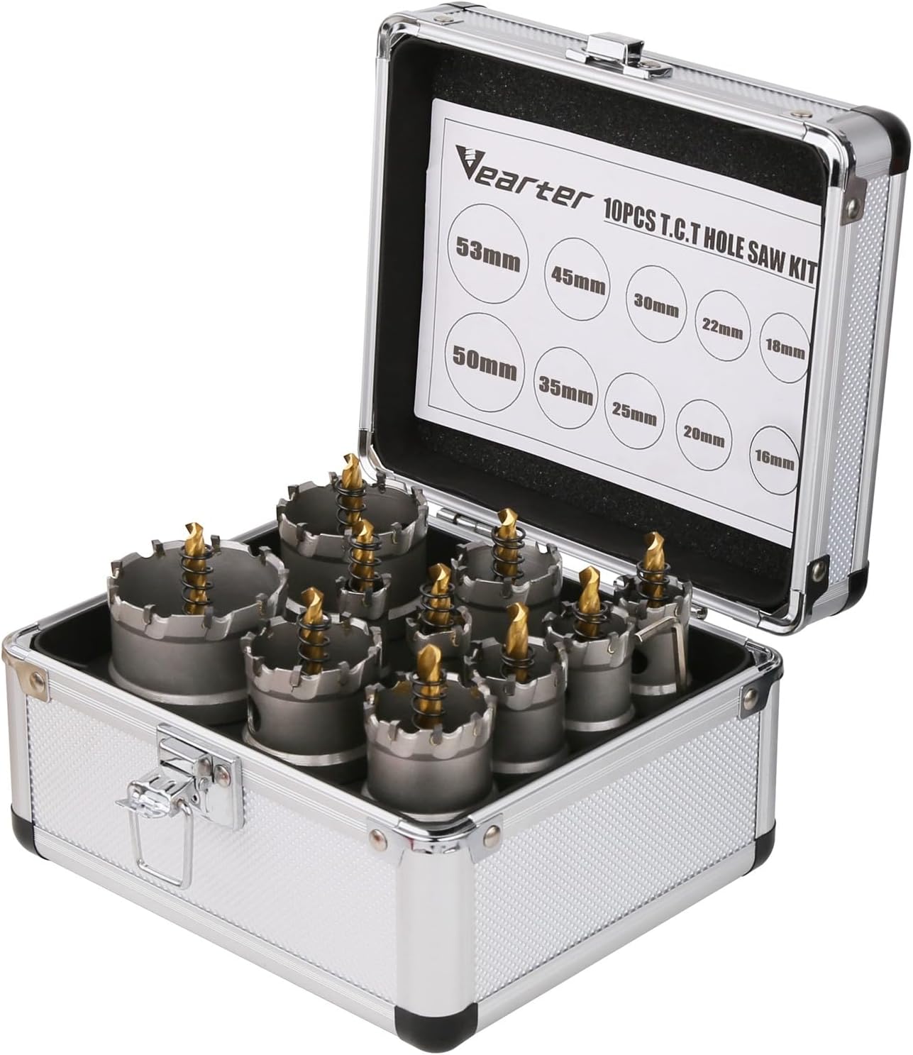 Vearter 10PCS Carbide Hole Saw Kit, 16-53mm Metal Hole Cutter with ...