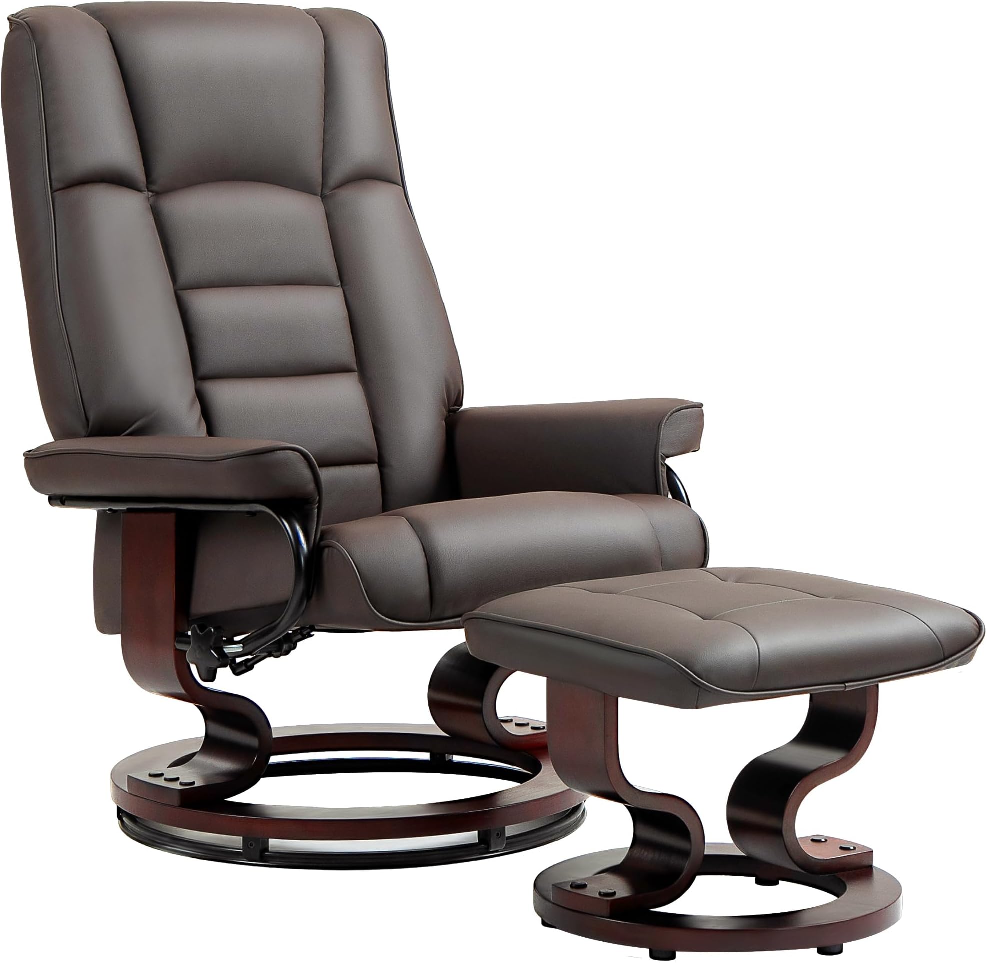Amazon.com: Benchmaster Kyle Taupe Swivel Faux Leather Recliner with ...