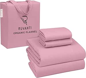 Amazon.com: RUVANTI Organic Flannel Sheets Queen Size - 100% Cotton ...