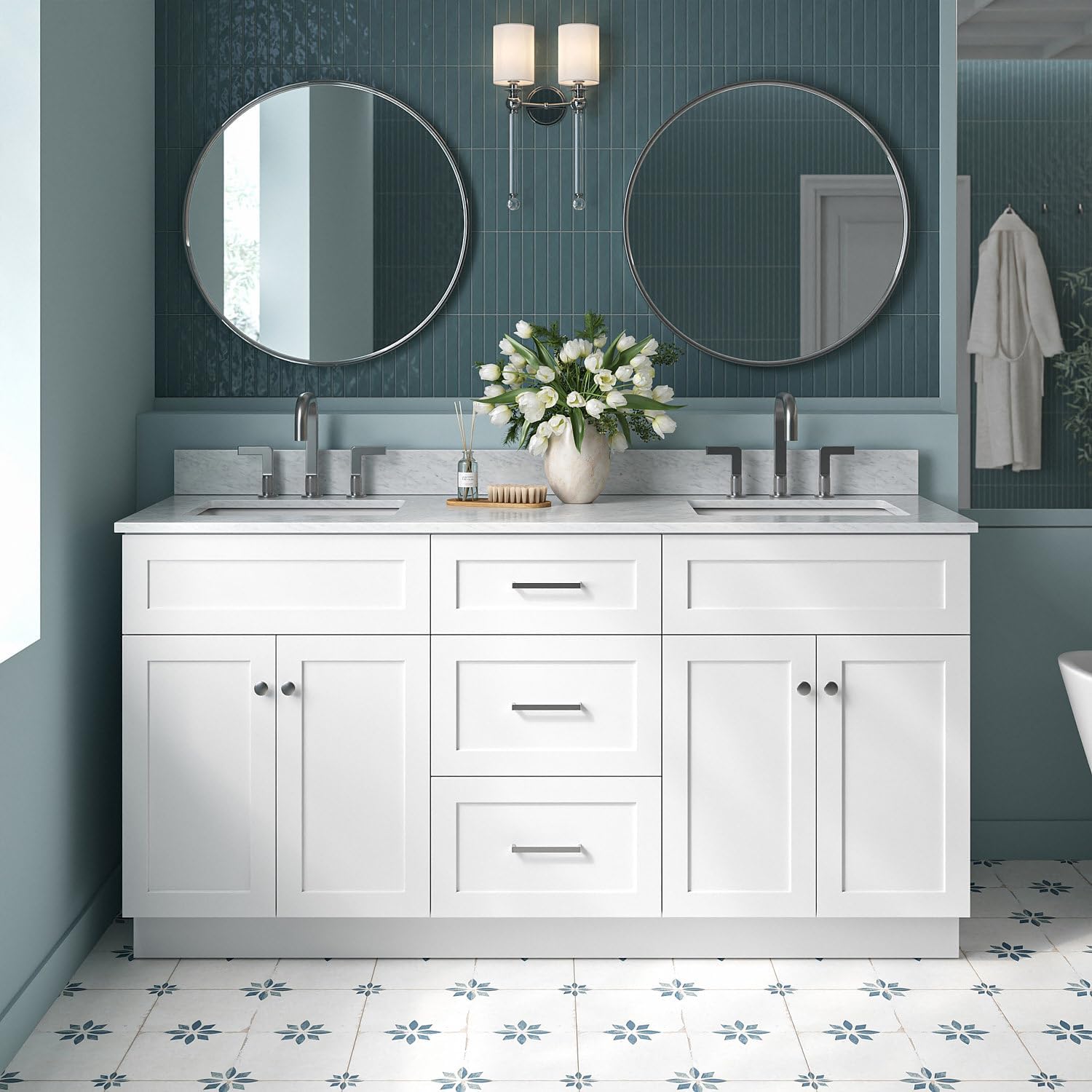 Amazon.com: ARIEL Hamlet 66-inch Bathroom Vanity with Sink,Solid Wood ...