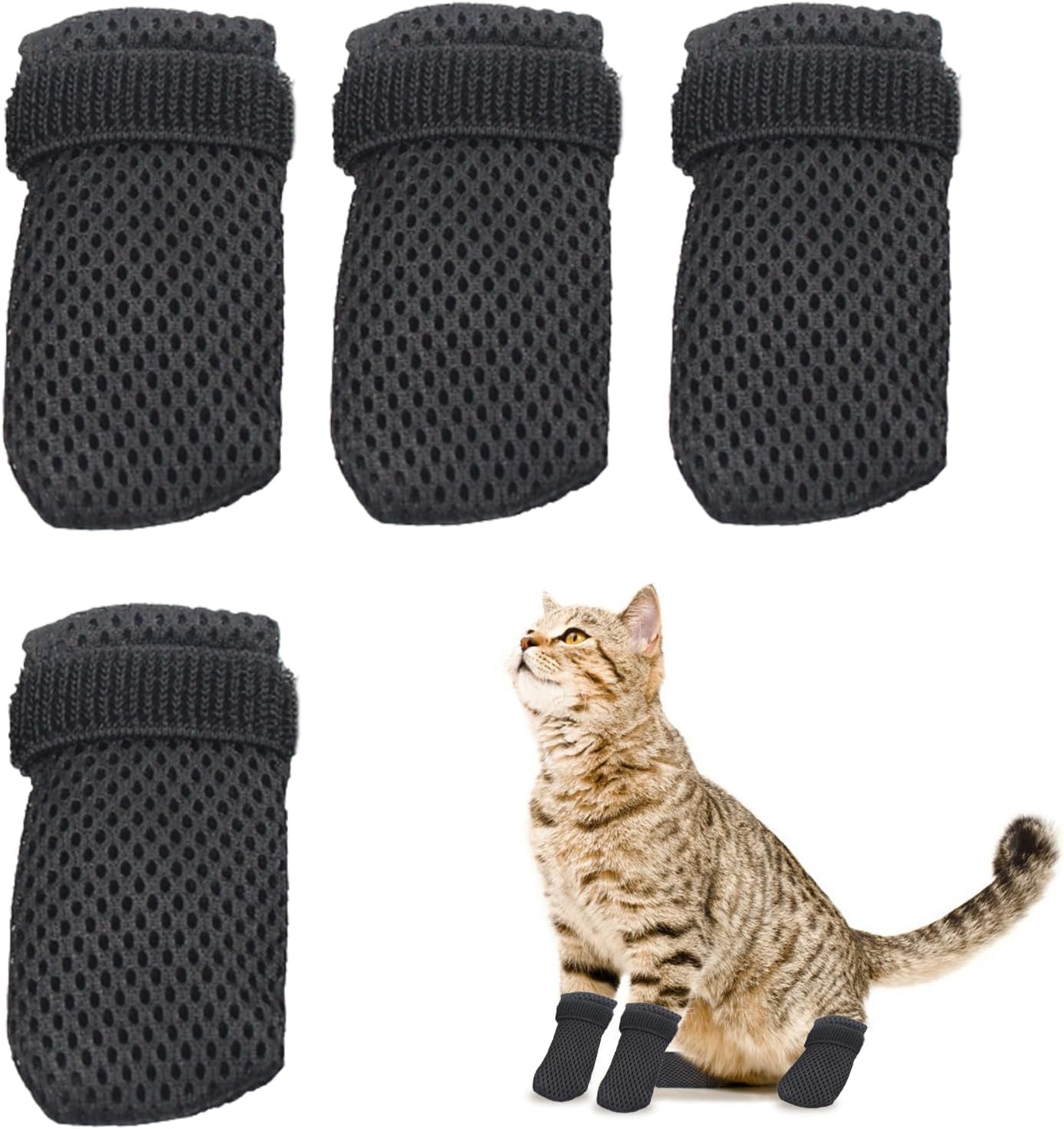 Bekecidi 4 PCS Anti Scratch Cat Boots, Adjustable Cat Claw Covers Anti ...