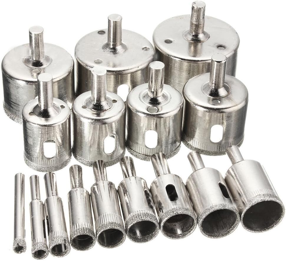 16PCS Diamond Hole Saw Set Tile Hole Cutters Drill Bits Extractor ...