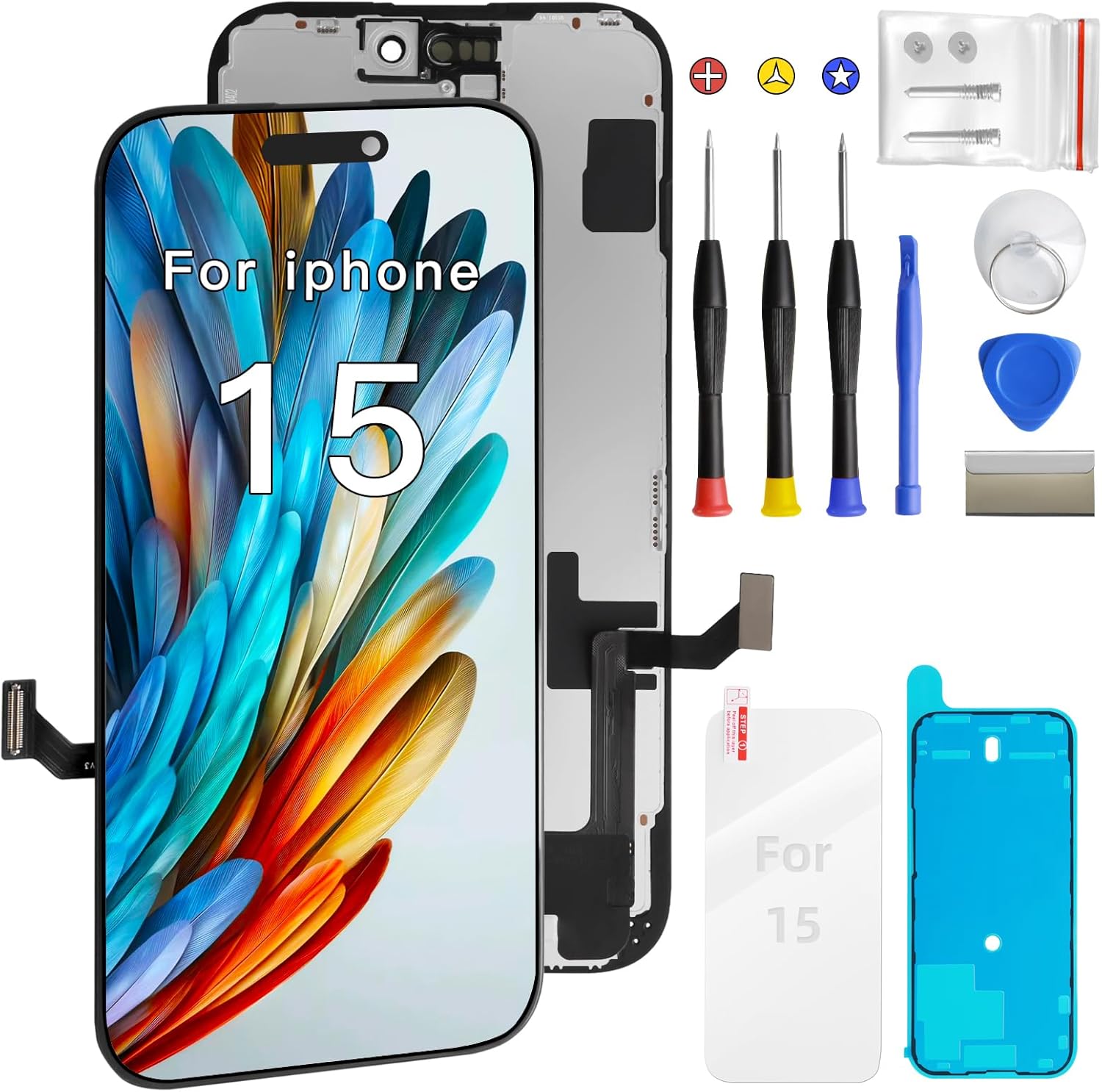 Amazon.com: for iPhone 15 Screen Replacement Kit Full Assembly 6.1 inch ...