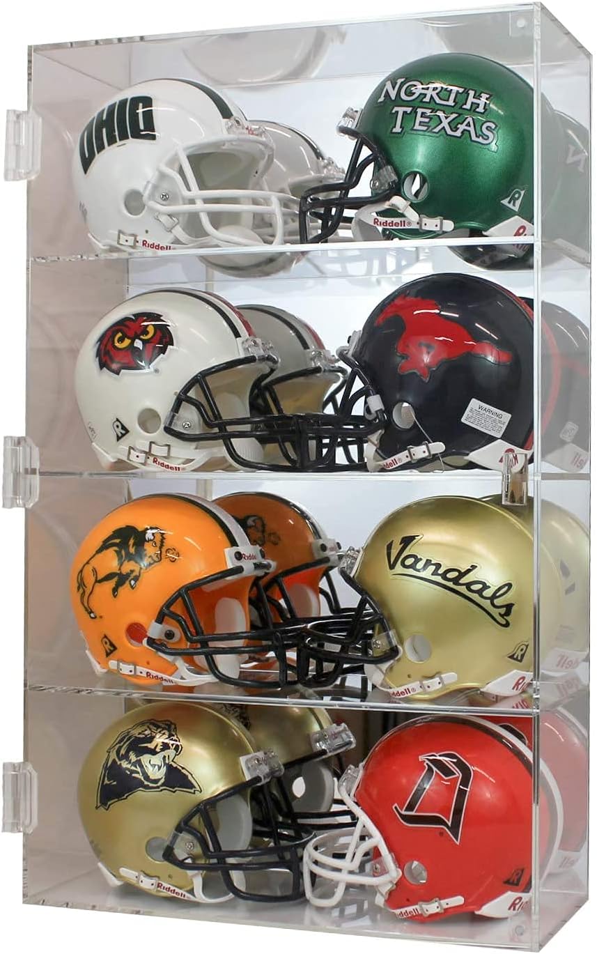 Amazon.com: Clear 8 Mini Football Helmet Display Case Cabinet Holder ...