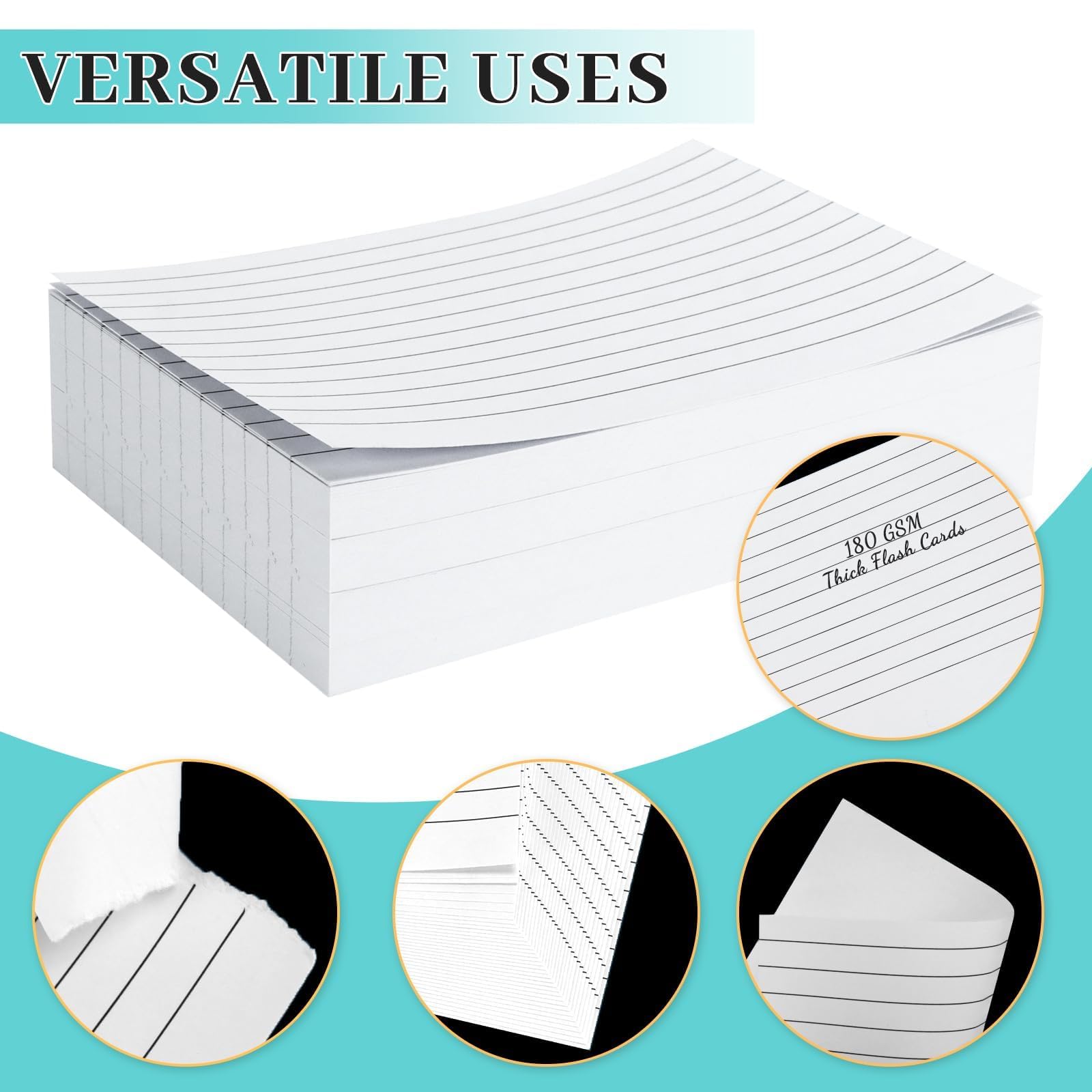 Snapklik.com : 160 PCS Ruled Index Cards 4" X 6", 180 GSM Thick Flash ...