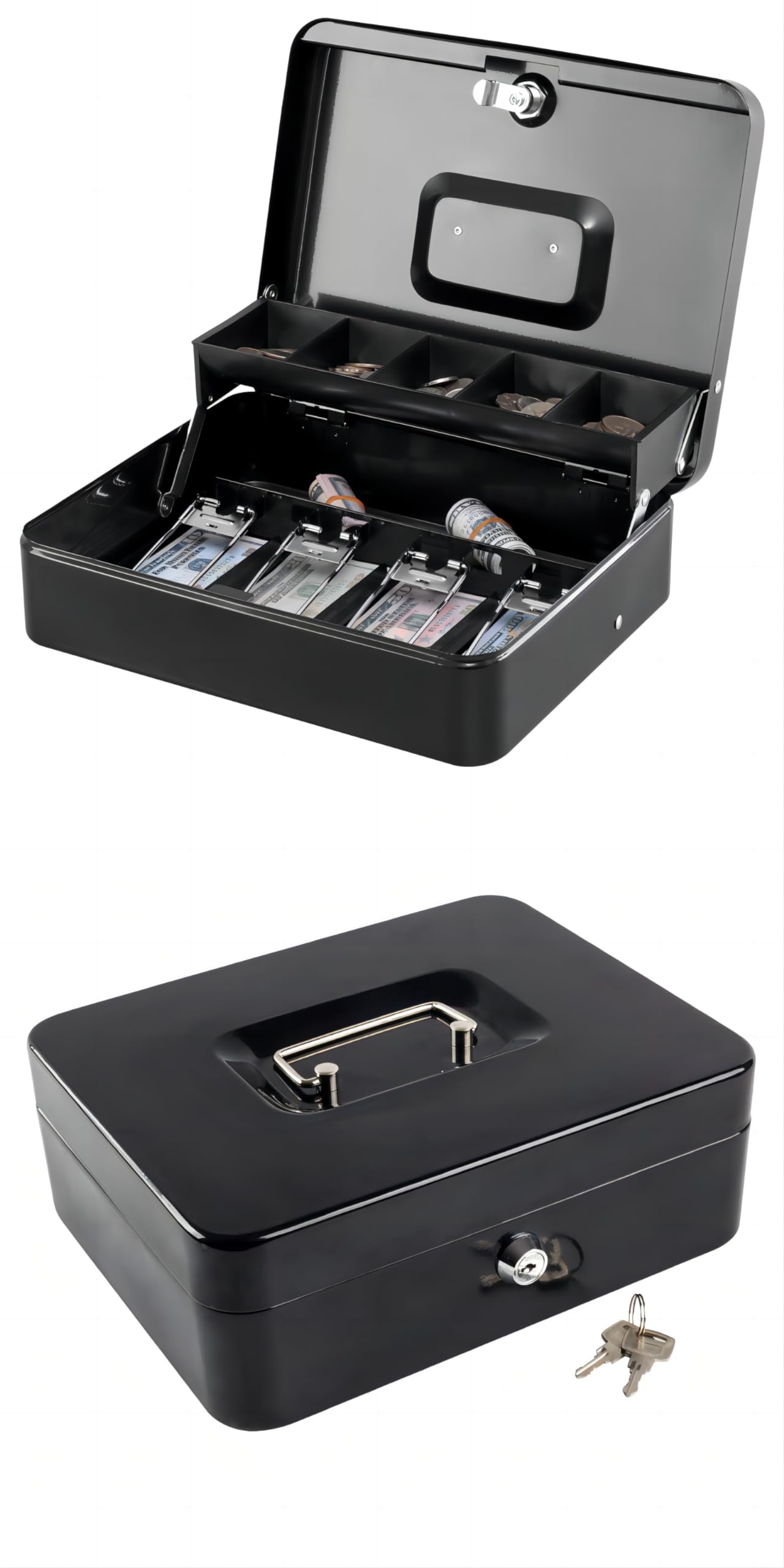 Amazon.com : KYODOLED Cash Box with Money Tray and Lock,Lock Box for ...