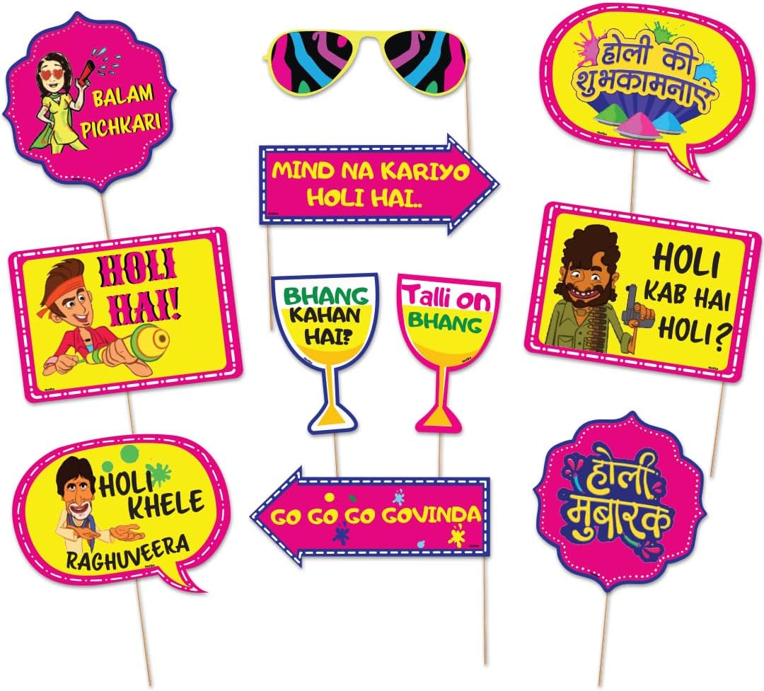 Zyozique ® Holi Photo Booth Props - Color Festival Photo Booths, Holi ...