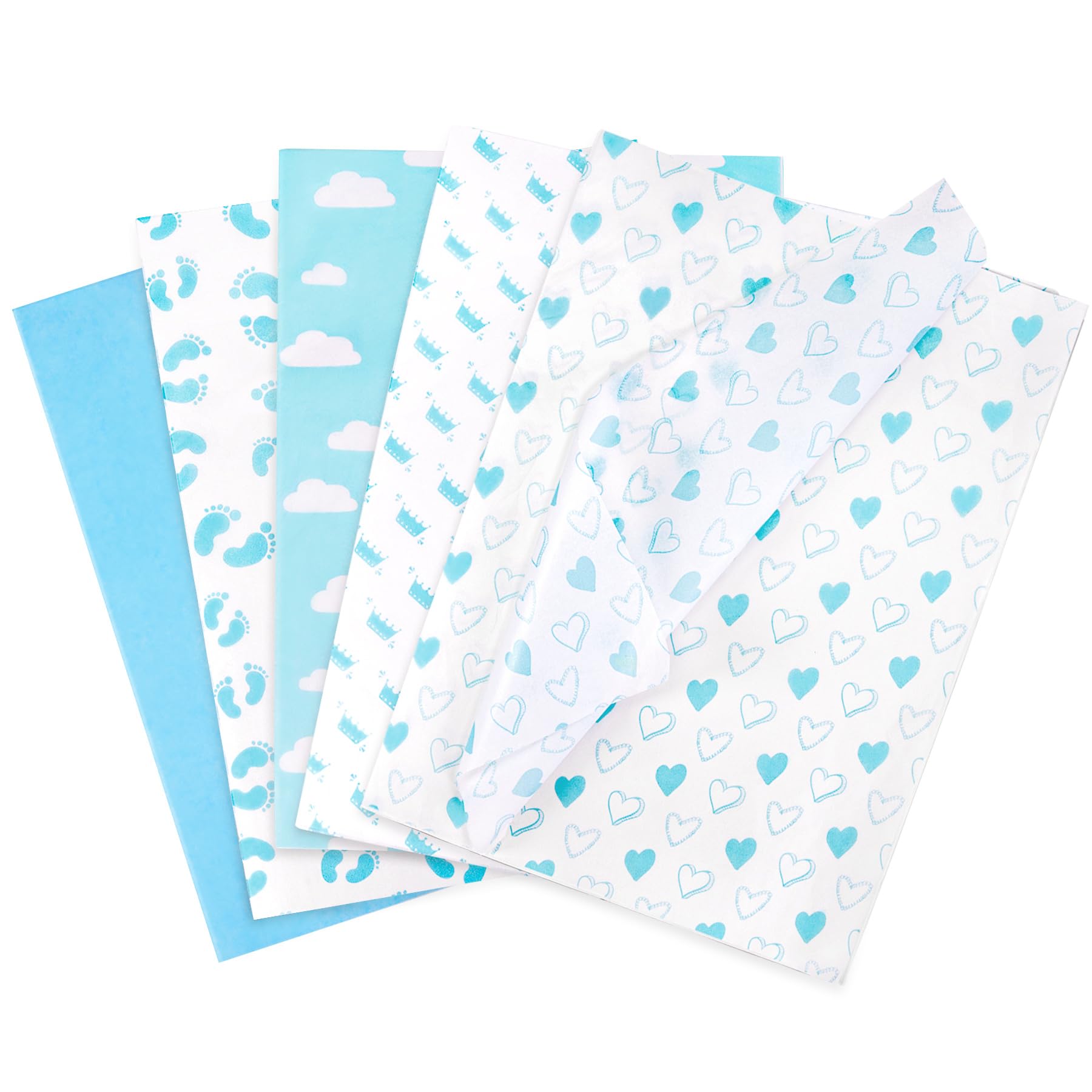 Amazon.com: Larcenciel Tissue Paper, 50 Pcs Baby Feet Print Blue Tissue ...