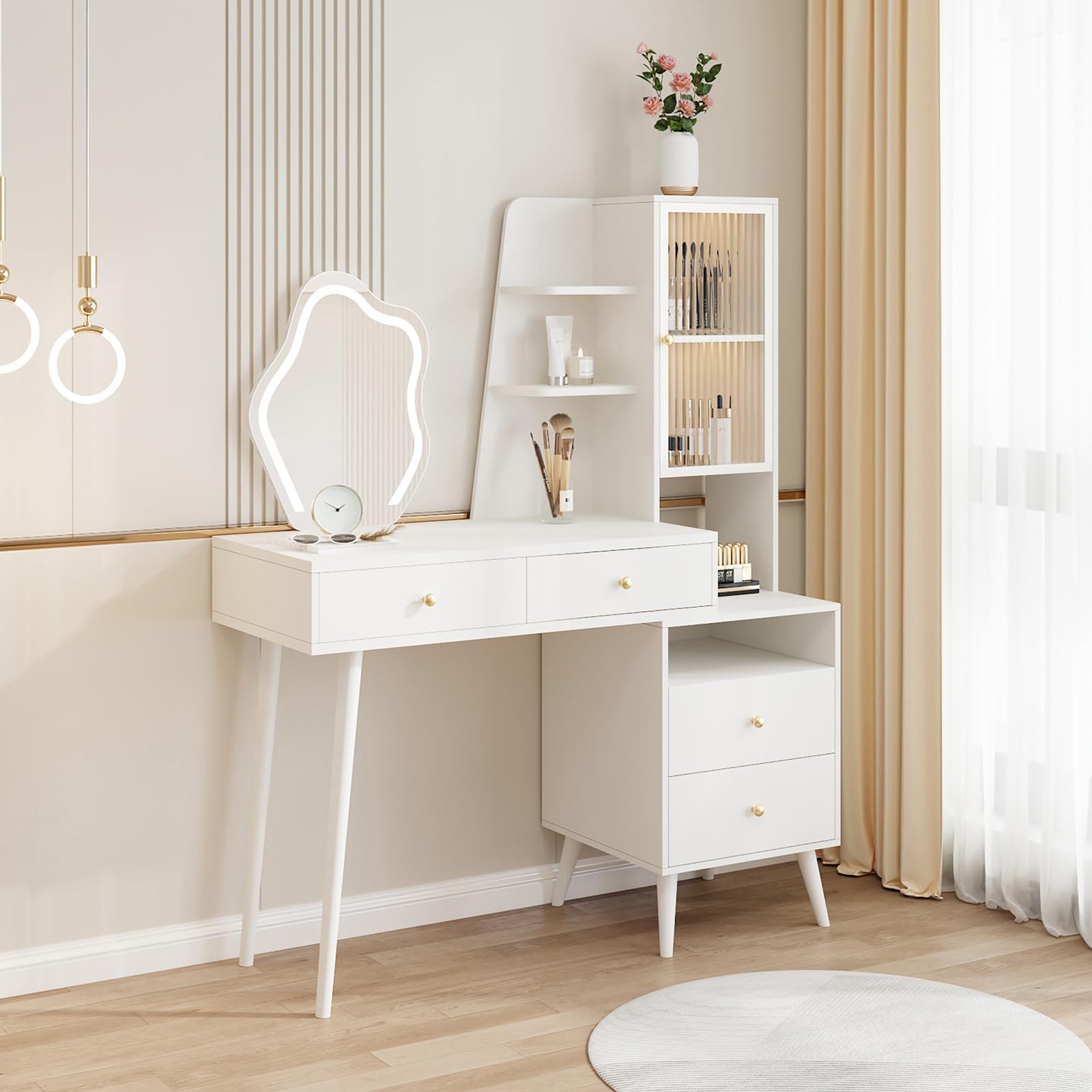Amazon.com: Home Office Wood Computer Desk, Makeup Vanity Dressing ...