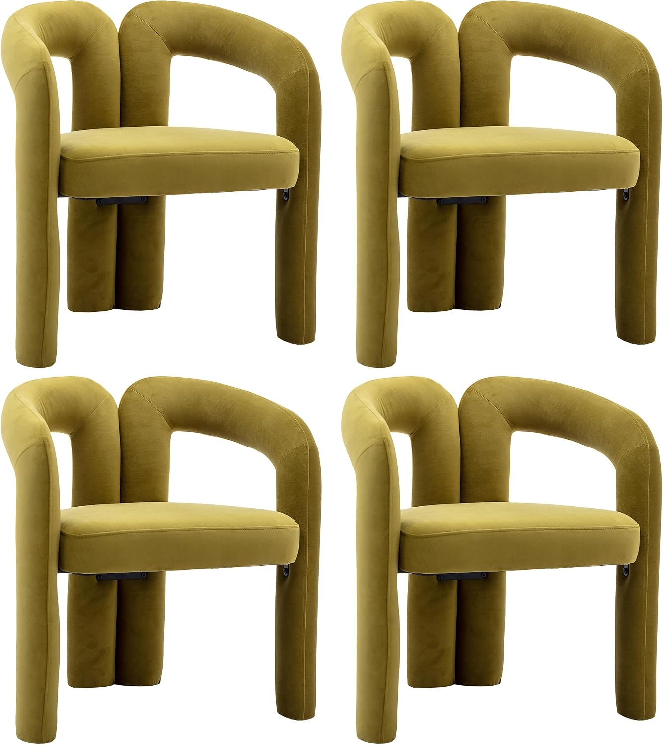 Amazon.com - Tmsan Modern Velvet Dining Chair Set of 4, Cute Barrel ...