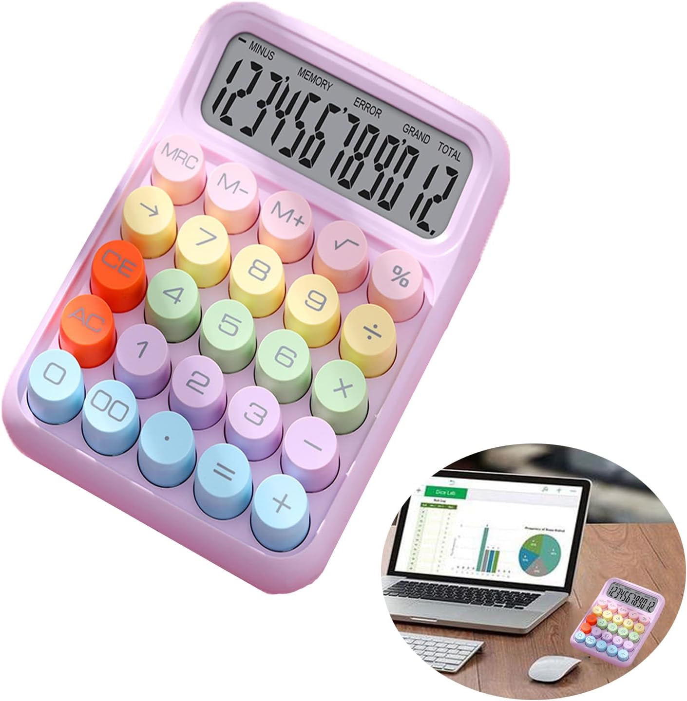 Amazon.com : Colorful Calculator, Candy-Colored Electronic Desktop Calculators with 12Digit ...