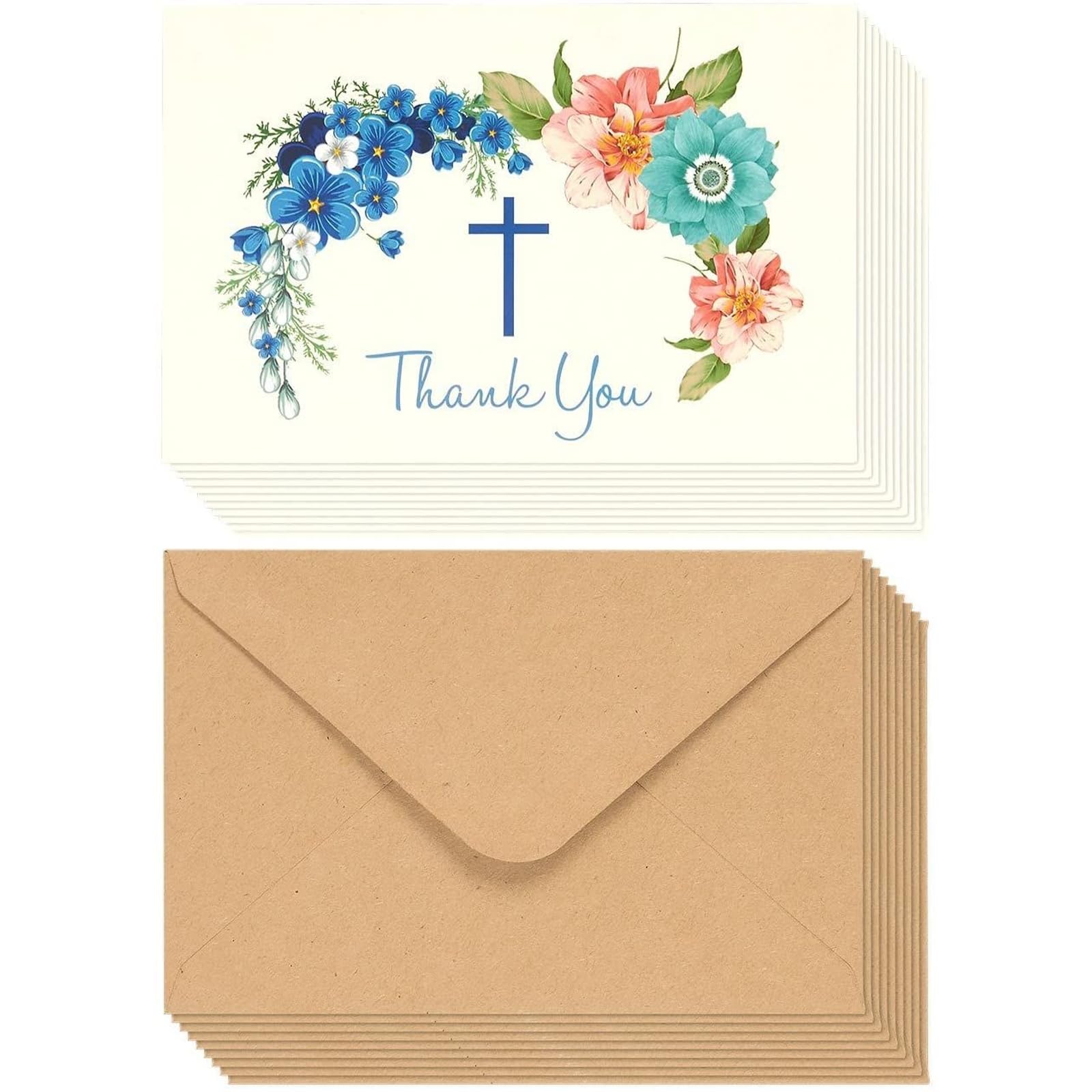 48 Pack Christian Thank You Cards With Envelopes, Bulk Baptism ...