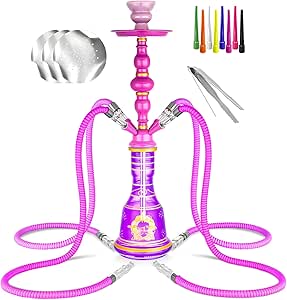 Amazon.com: 21'' Hookah Set 4 Hose Hookah Set With Everything, Glass ...
