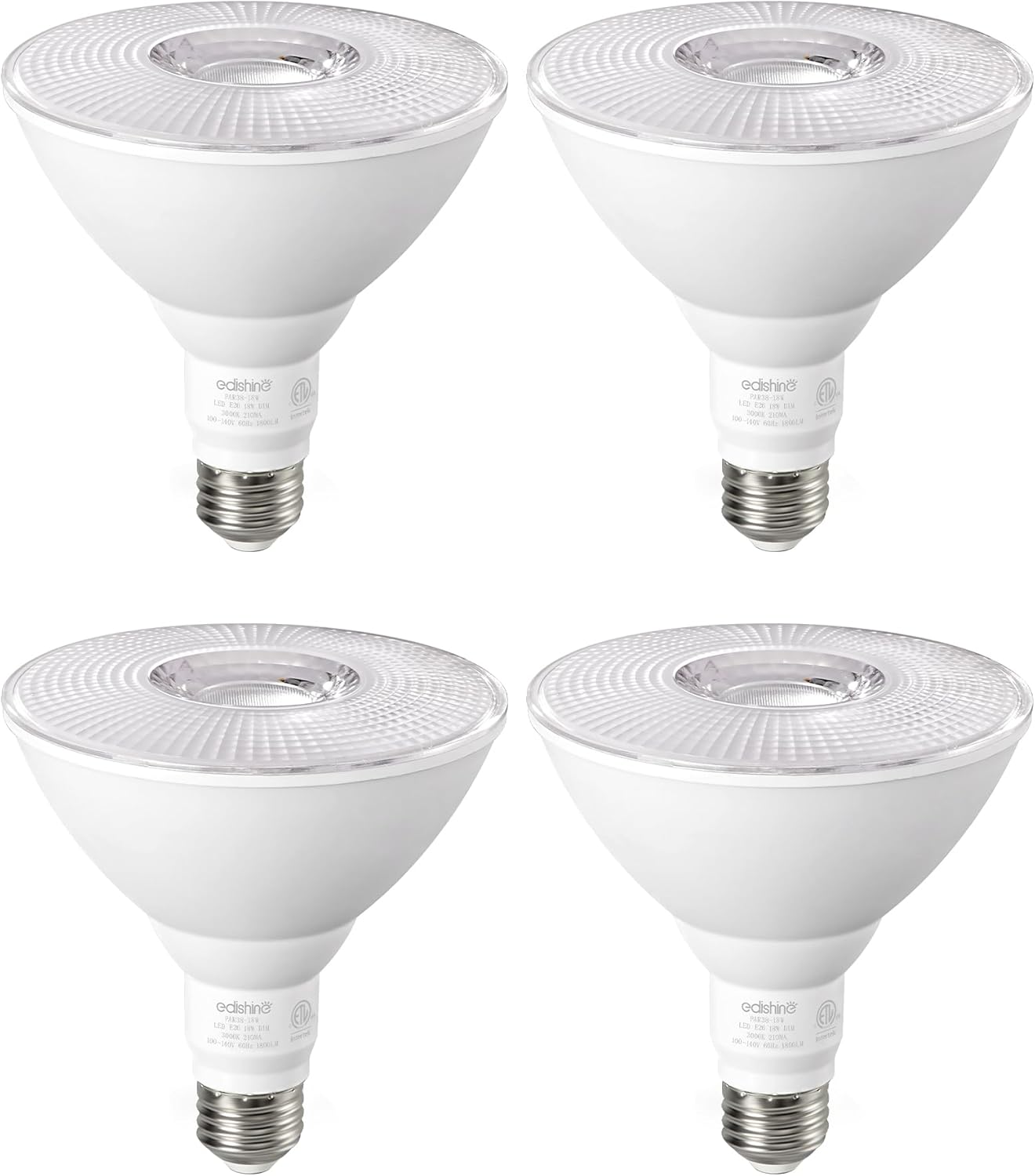 EDISHINE LED PAR38 Flood Light Outdoor Bulb 4 Pack, 18W (120W ...