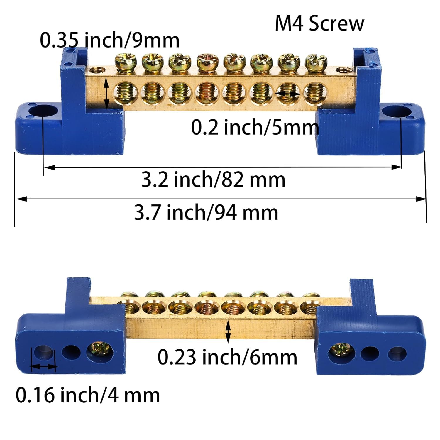 Snapklik.com : 10 Pack Terminal Bus Bar, 8 Positions Screw Brass ...
