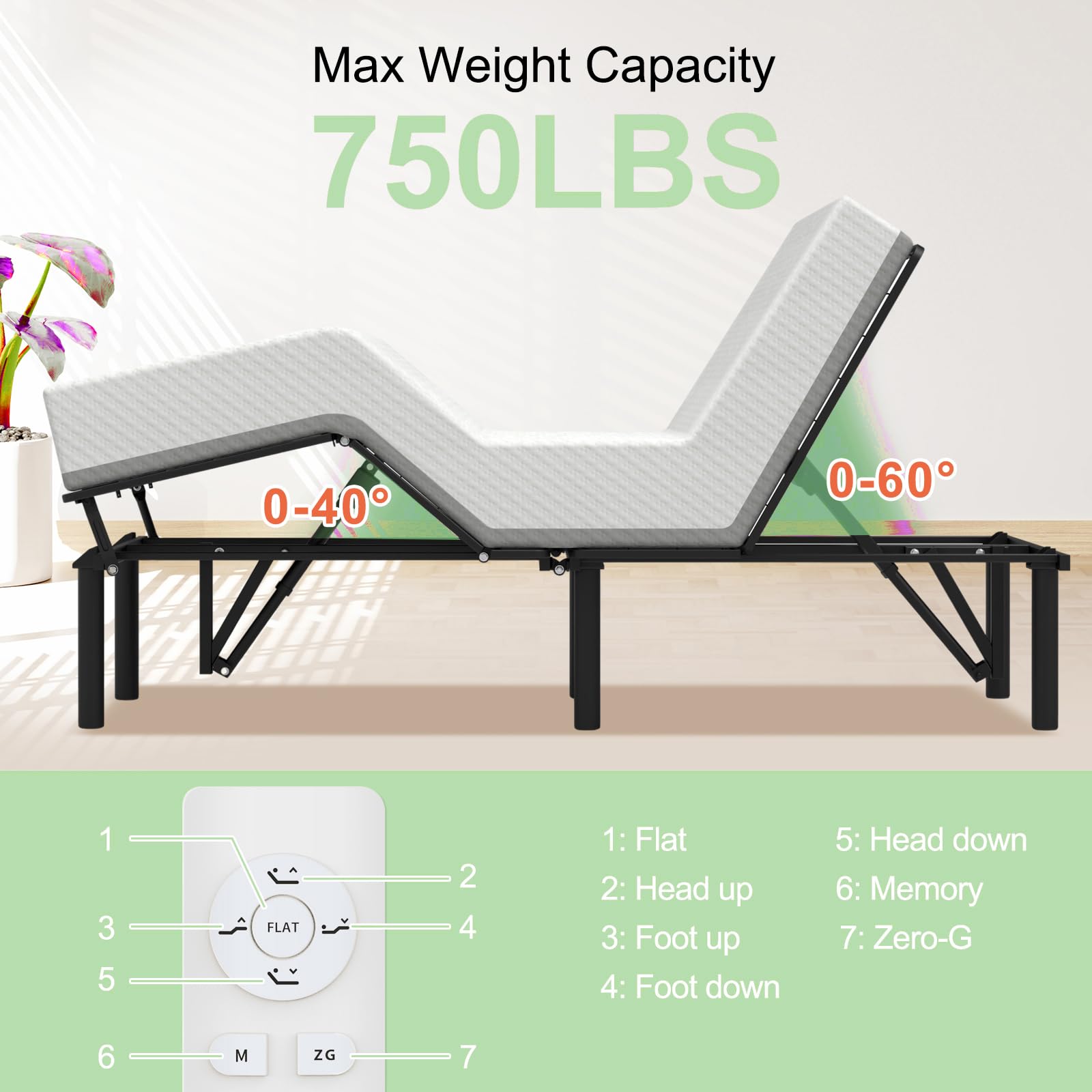 Adjustable Bed Frame Queen TXL Adjustable Bed Frame With Wired Remote ...
