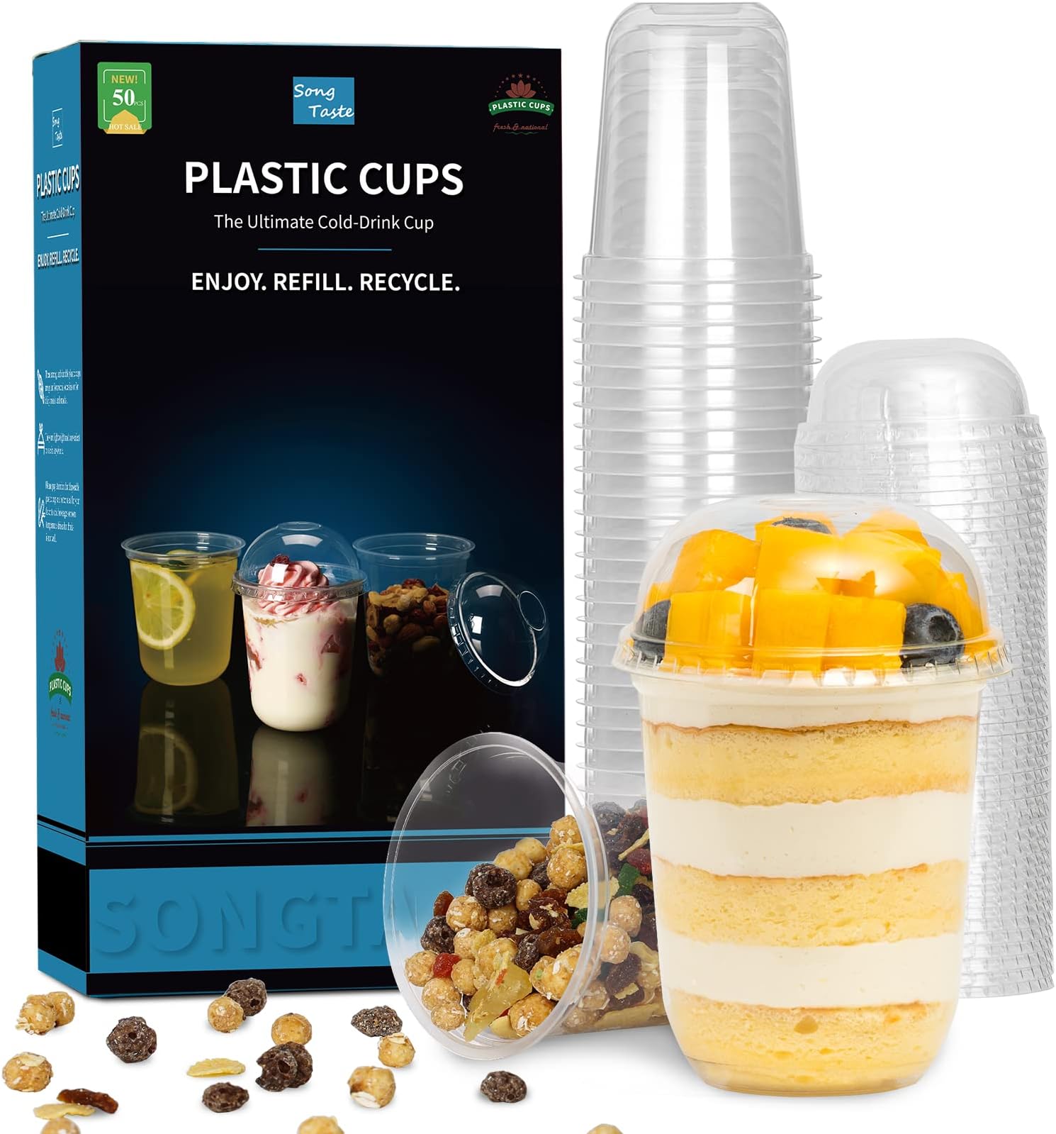 Amazon.com | NEEBAKE 110 Pack 5oz Plastic Dessert Cups - Parfait Cups ...