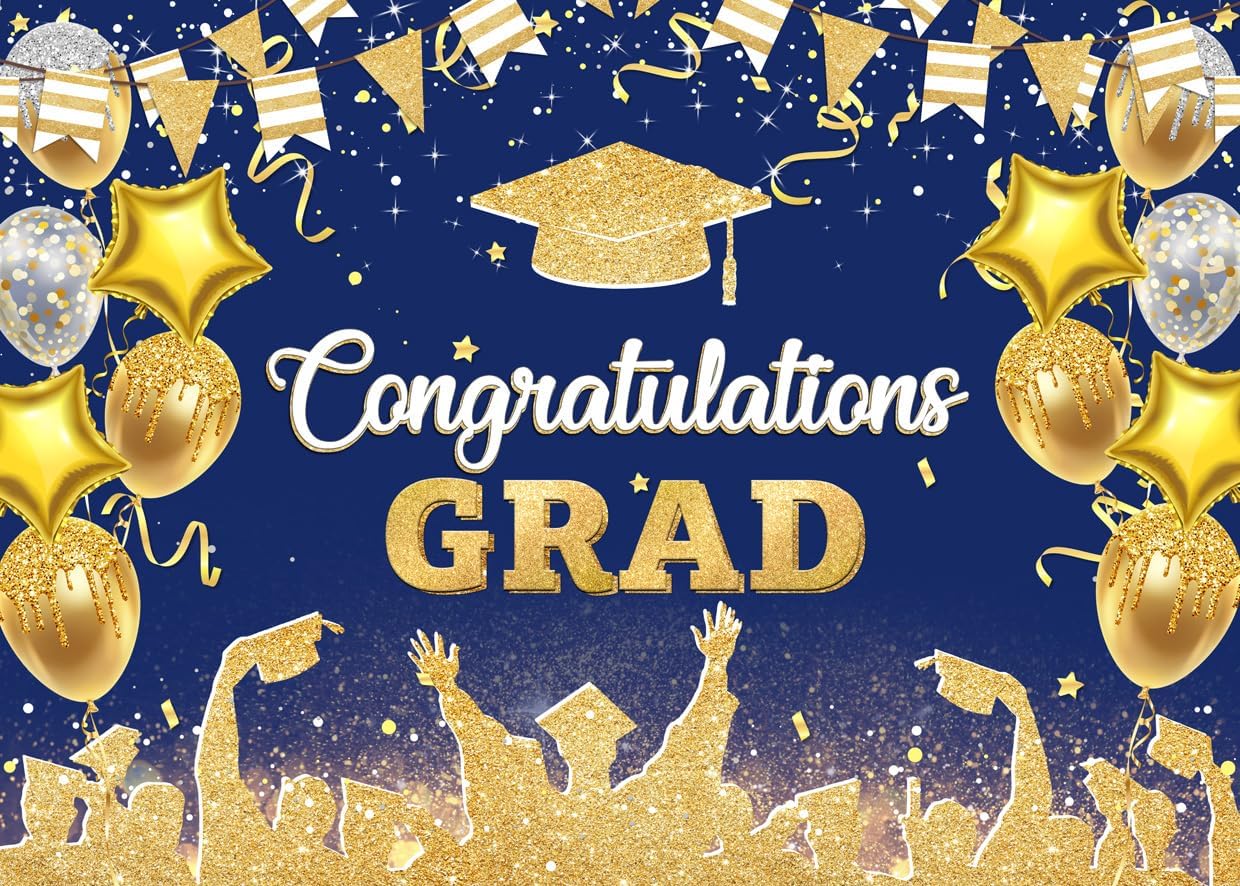 Amazon.com : LYRYGS 7X5ft Congrats Grad Backdrop Congratulations ...