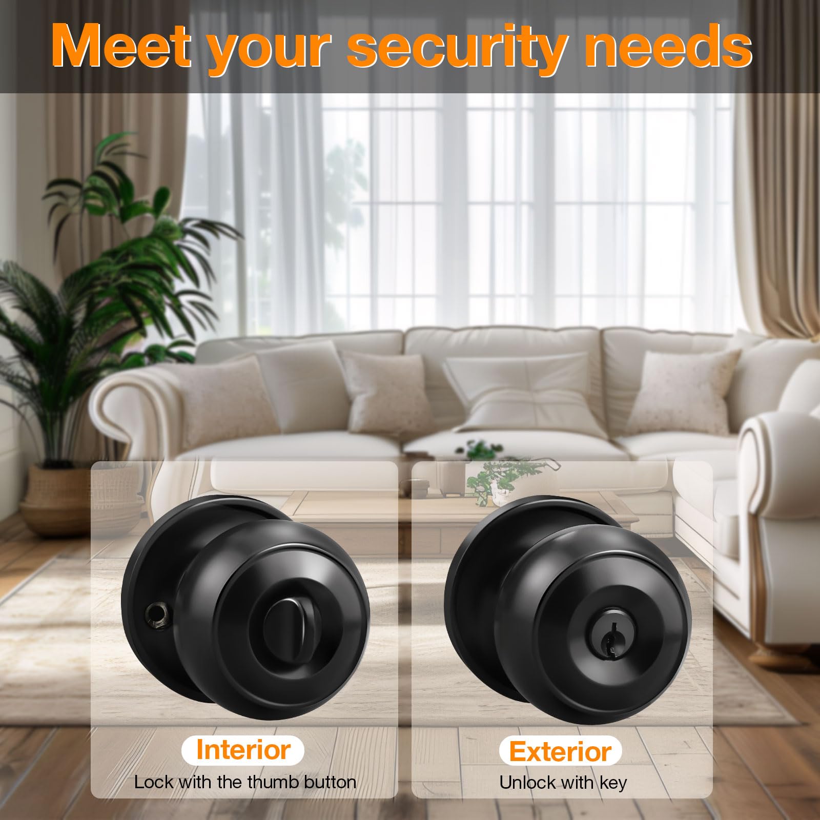 Snapklik.com : Gobrico Keyed-Alike Entry Door Locket Black Door Knob ...