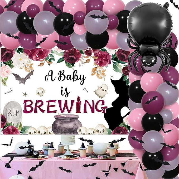 Amazon.com: Halloween Baby Shower Decorations, A Baby Is Brewing Baby ...