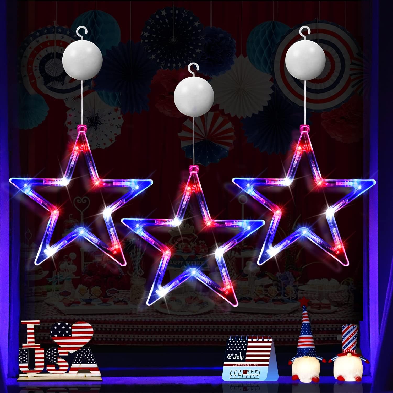 Amazon.com: 4th of July Window Lights Independence Day Decorations, 3 ...