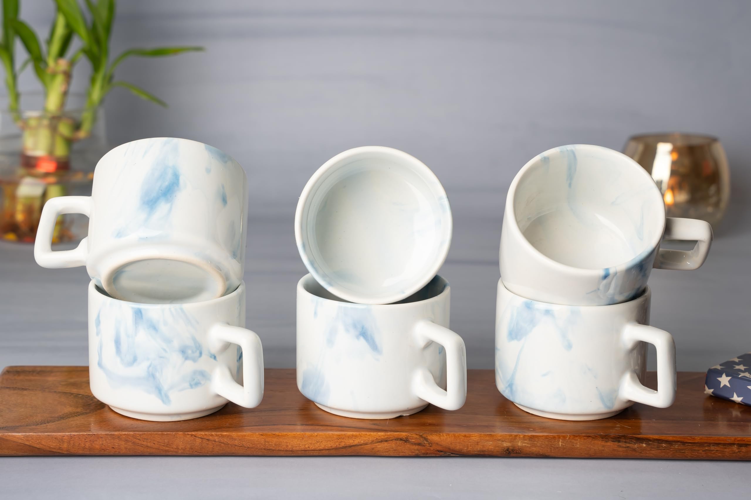 Buy The Earth Store Dual Tone Glam Blue Handcrafted Microwave Safe ...