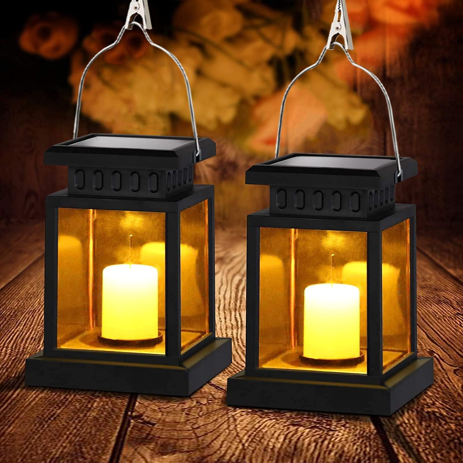 2PCS Solar Laterne für draußen, Solarlaterne mit Kerzen Lichteffekt LED ...
