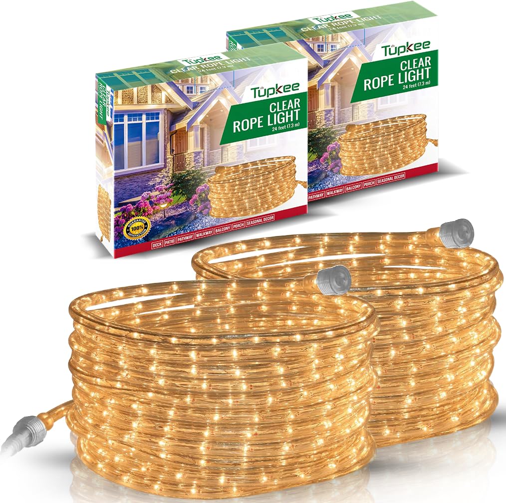 Amazon.com: Tupkee Rope Light Warm Clear - 24 Feet (7.3 m), for Indoor ...
