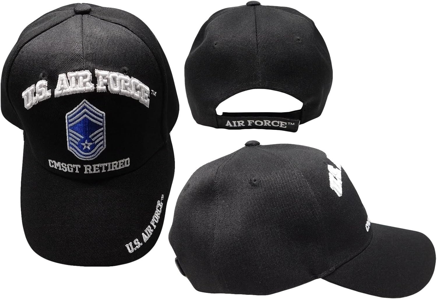 U.S. Air Force CMSGT Retired Black USAF Embroidered Ball Cap Hat 540A ...
