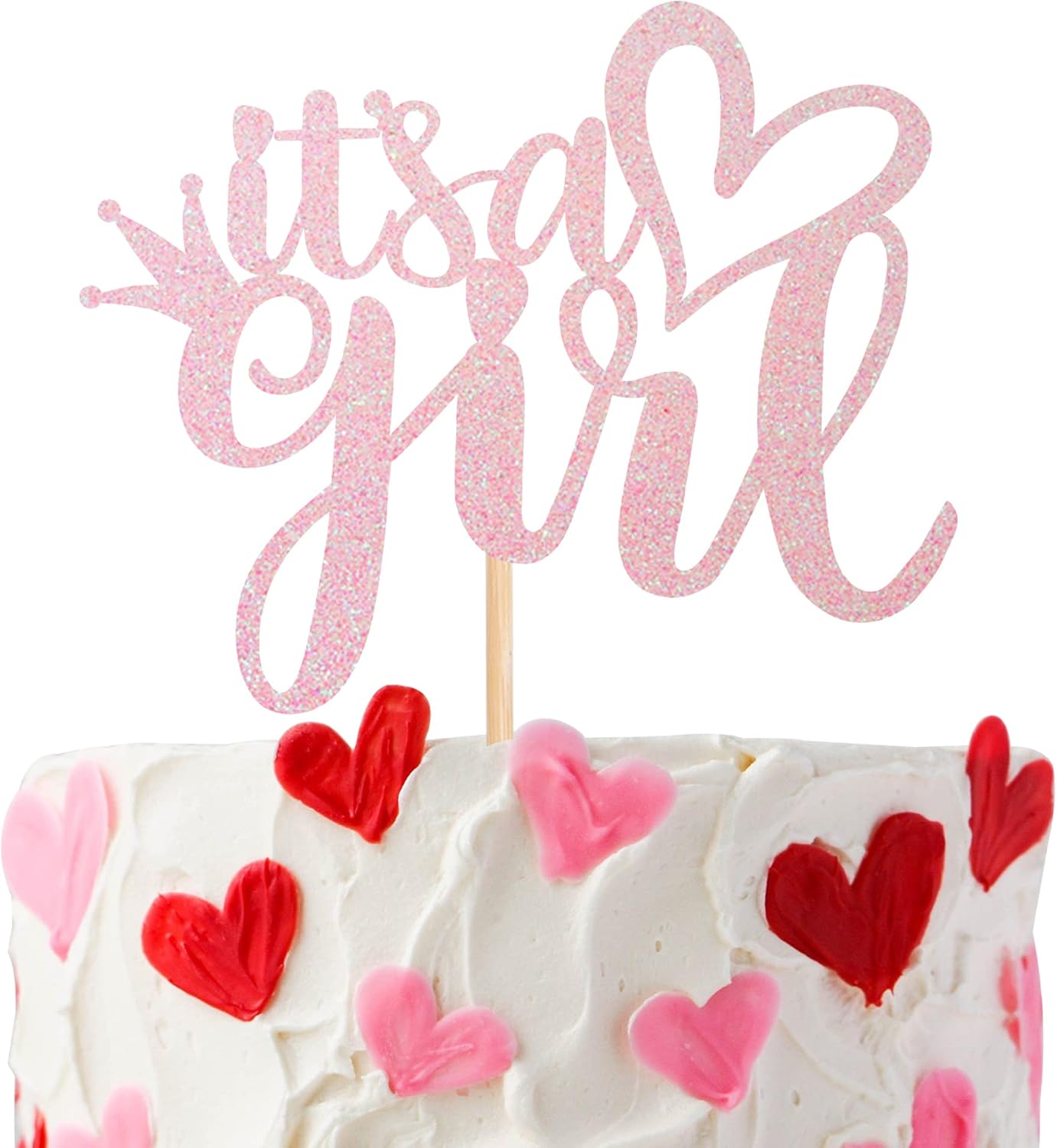 Amazon.com: 1 PCS It's a Girl Cake Topper Pink Glitter Sweet Baby Girl ...