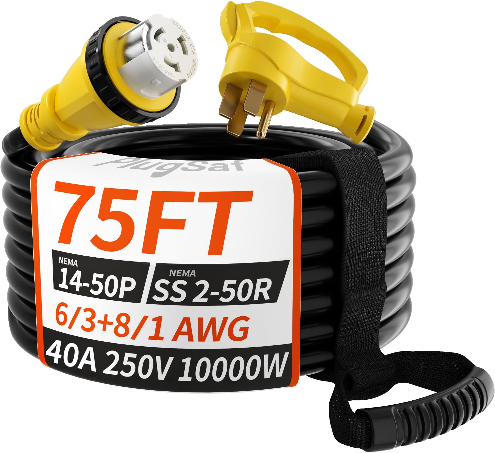 Amazon.com: PlugSaf 40 Amp Generator Cord, 75FT 40 Amp RV Extension ...