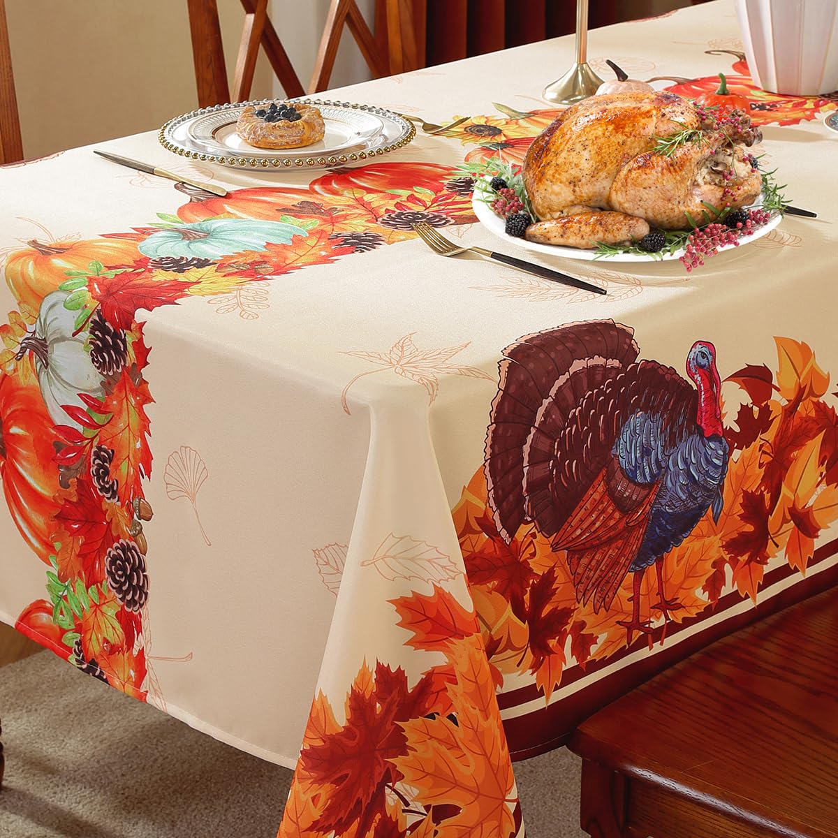 Amazon.com: SASTYBALE Thanksgiving Tablecloth 52 x 70 Inch Rectangle ...