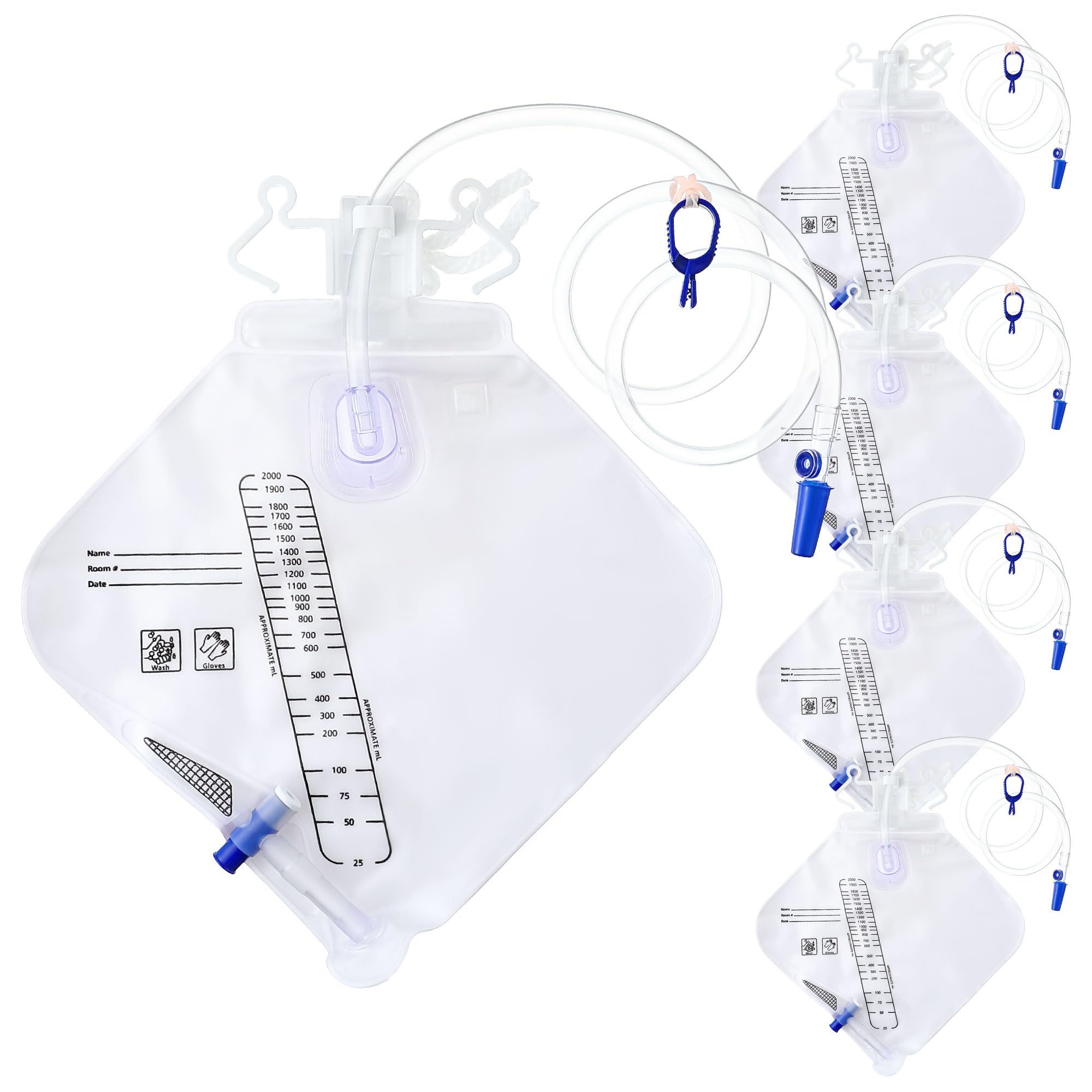Amazon.com: Dunkive 5 Pcs 2000ml Catheter Bags, Urinary Drainage Bag ...