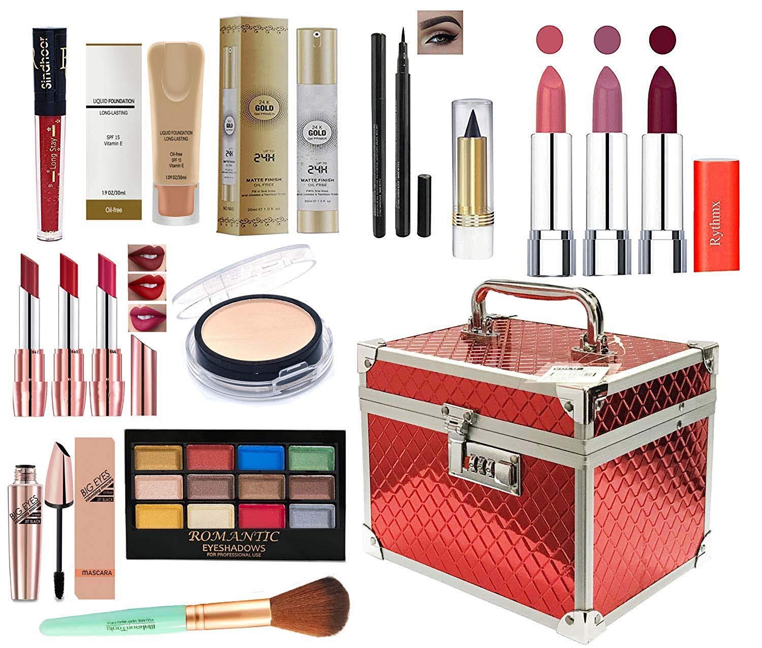 Makeup Kit with 7 Lipstick, Eye Shadow, BB Foundation, Sindoor,Eyeliner ...