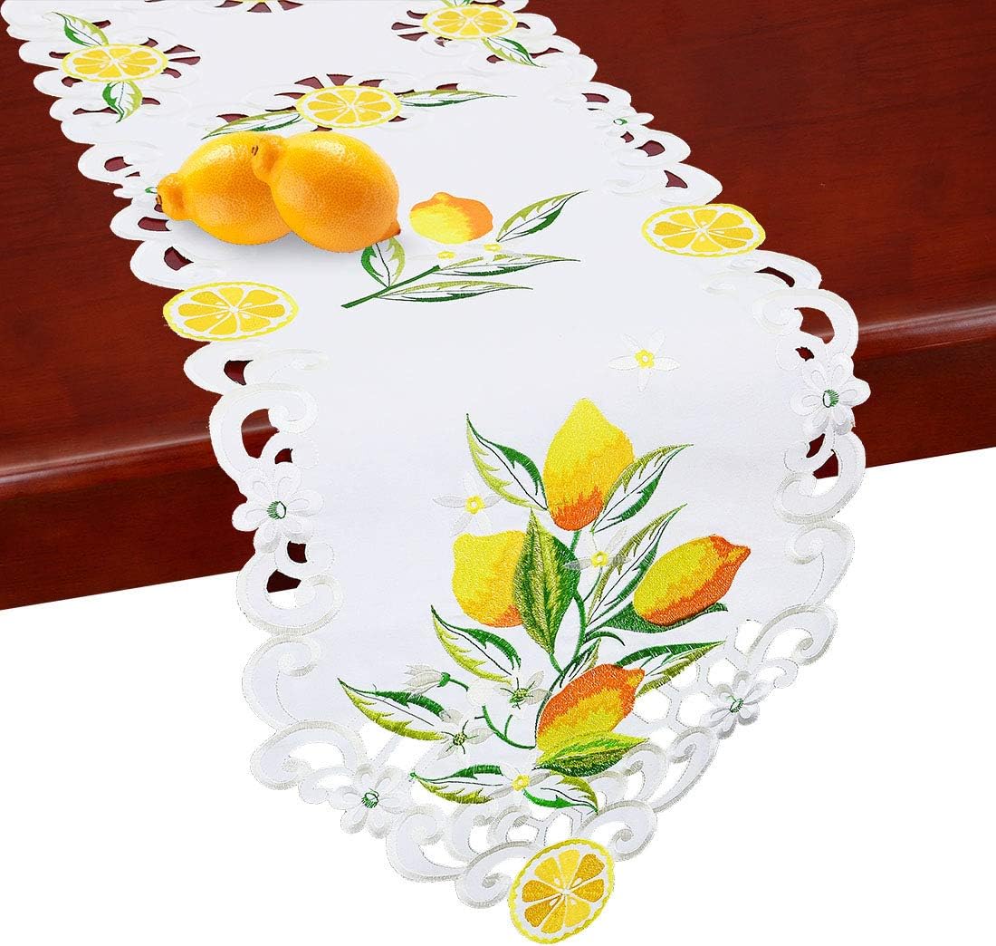 Amazon.com: Simhomsen Embroidered Lemon Table Runners, Table Decors for ...