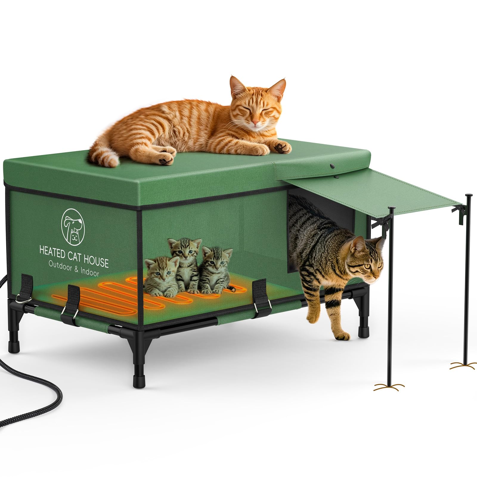 Pawaboo Indestructible Heated Cat House for Outside in Winter, 100% ...
