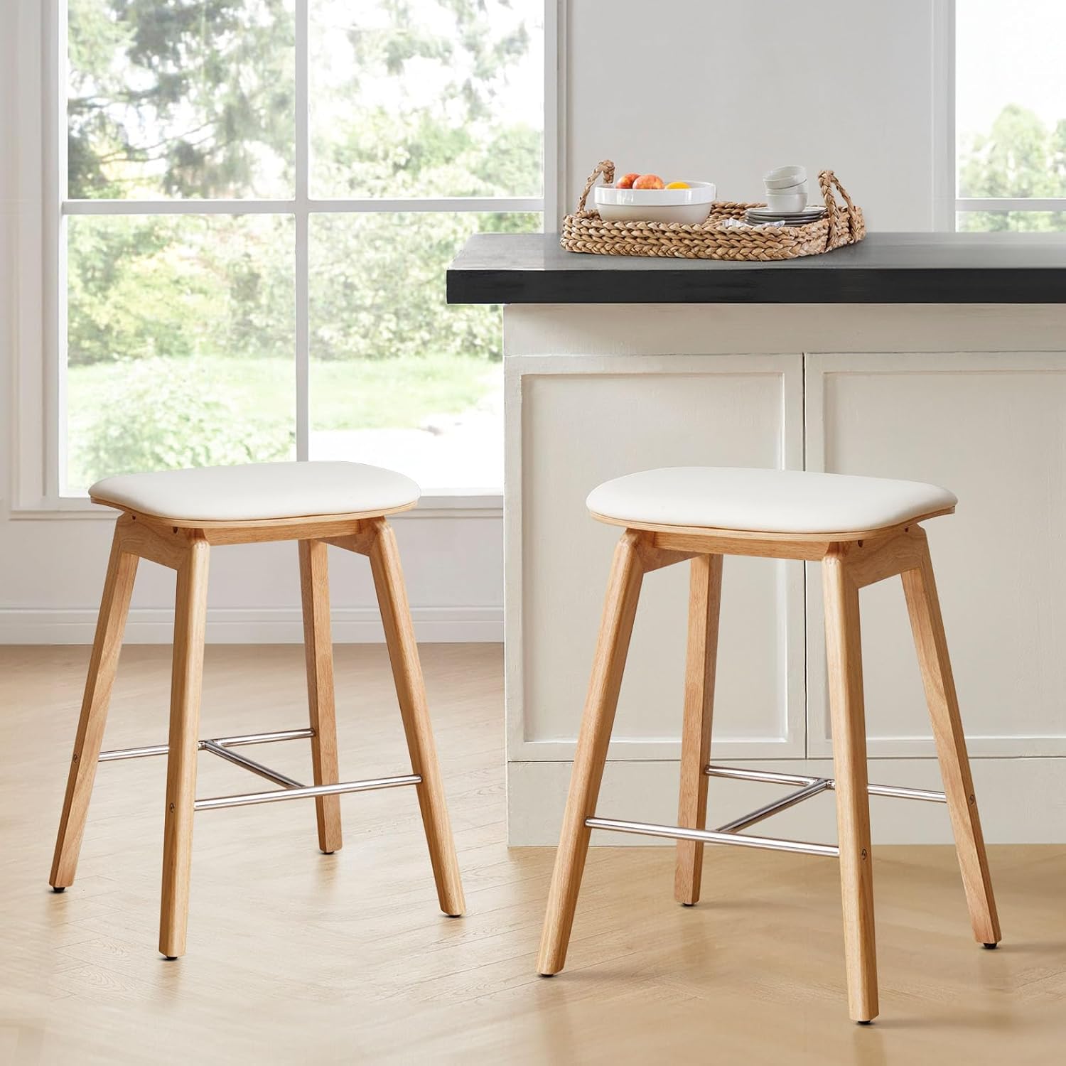 Amazon.com: RêveLife 26" Counter Height Bar Stools Set of 2, Backless ...