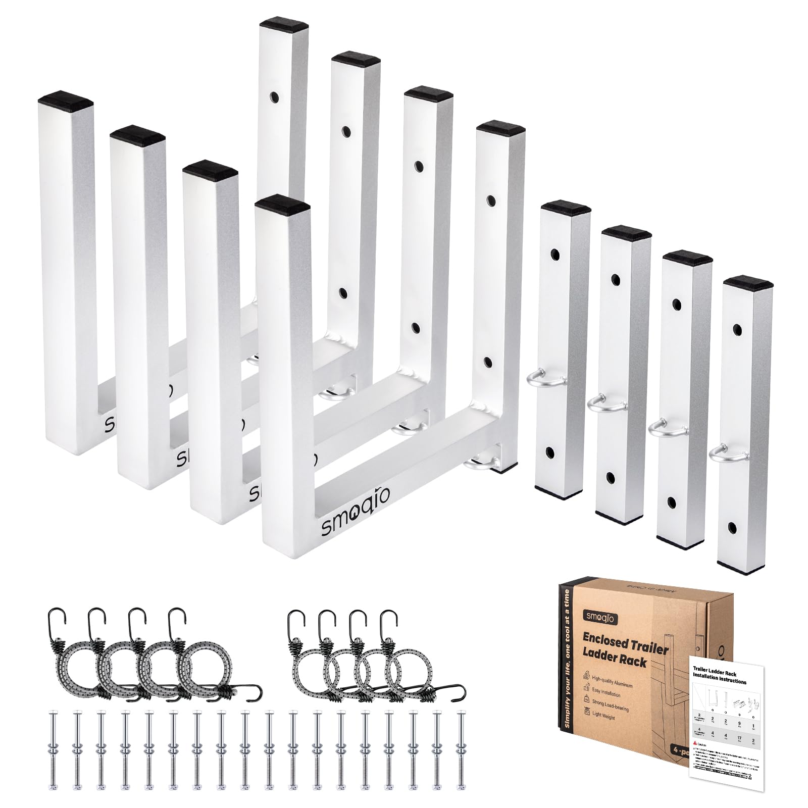 Buy Ladder Rack for Trailer, 4 Racks Aluminum Trailer Ladder Rack Side ...