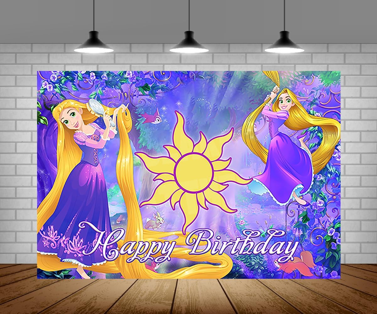Amazon.com : Yellow Princess Backdrop for Birthday Party Supplies 5x3ft ...