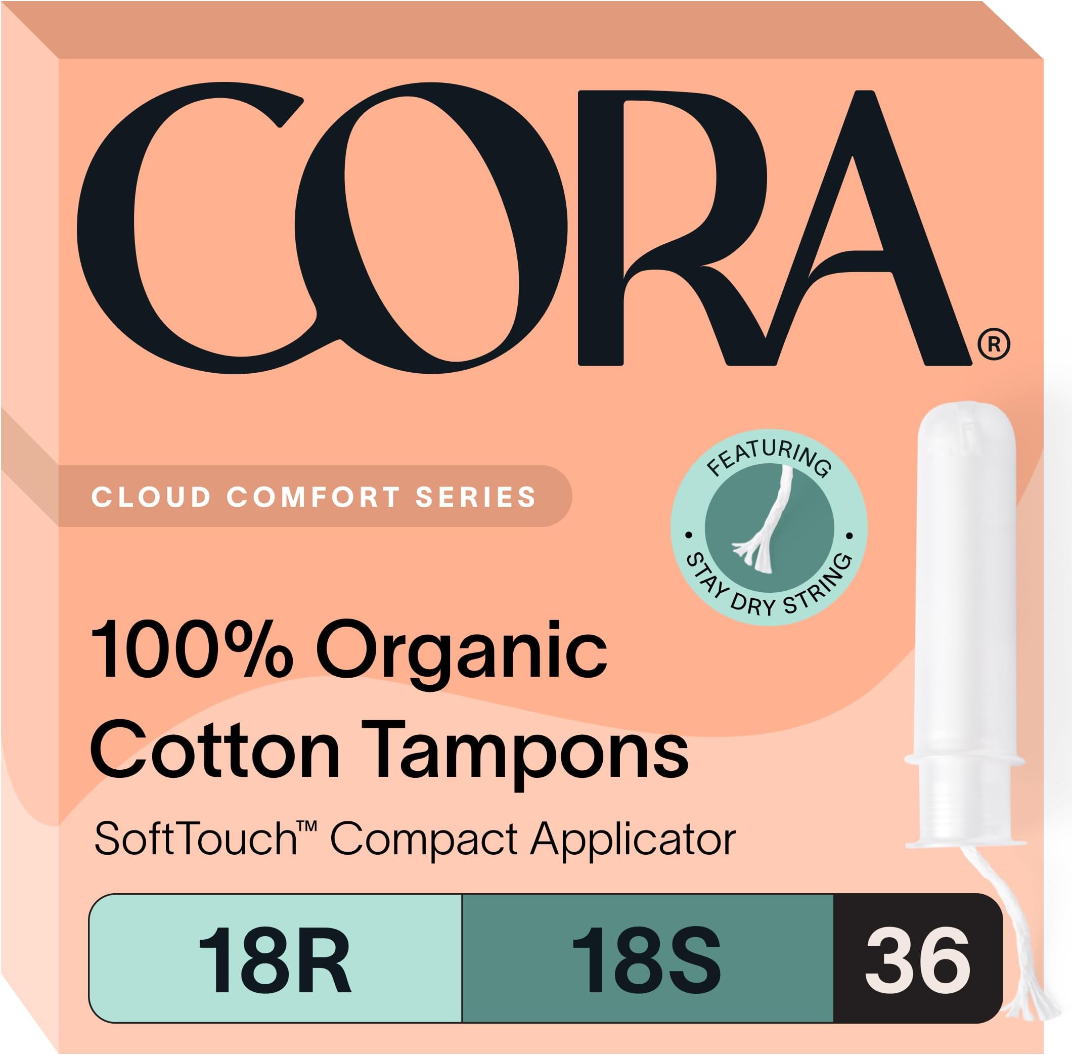 Amazon.com: Cora Organic Applicator Tampon Multipack | 18 Regular & 18 ...