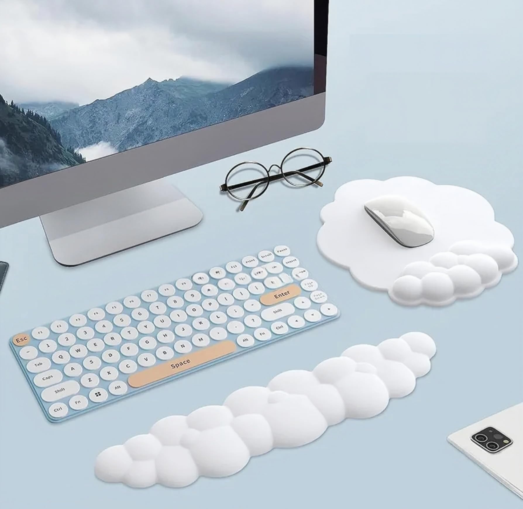 Amazon.com : 17'' Cloud Keyboard Wrist Rest, 2 Pcs Mouse Pad Wrist ...