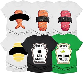 Amazon.com: Matching Halloween Group Sushi Costume Shirts, Wasabi Soy ...