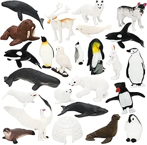 Amazon.com: ONEST 25 Pieces Mini Arctic Animals Figurines Set Polar Animal Toys Plastic Arctic ...