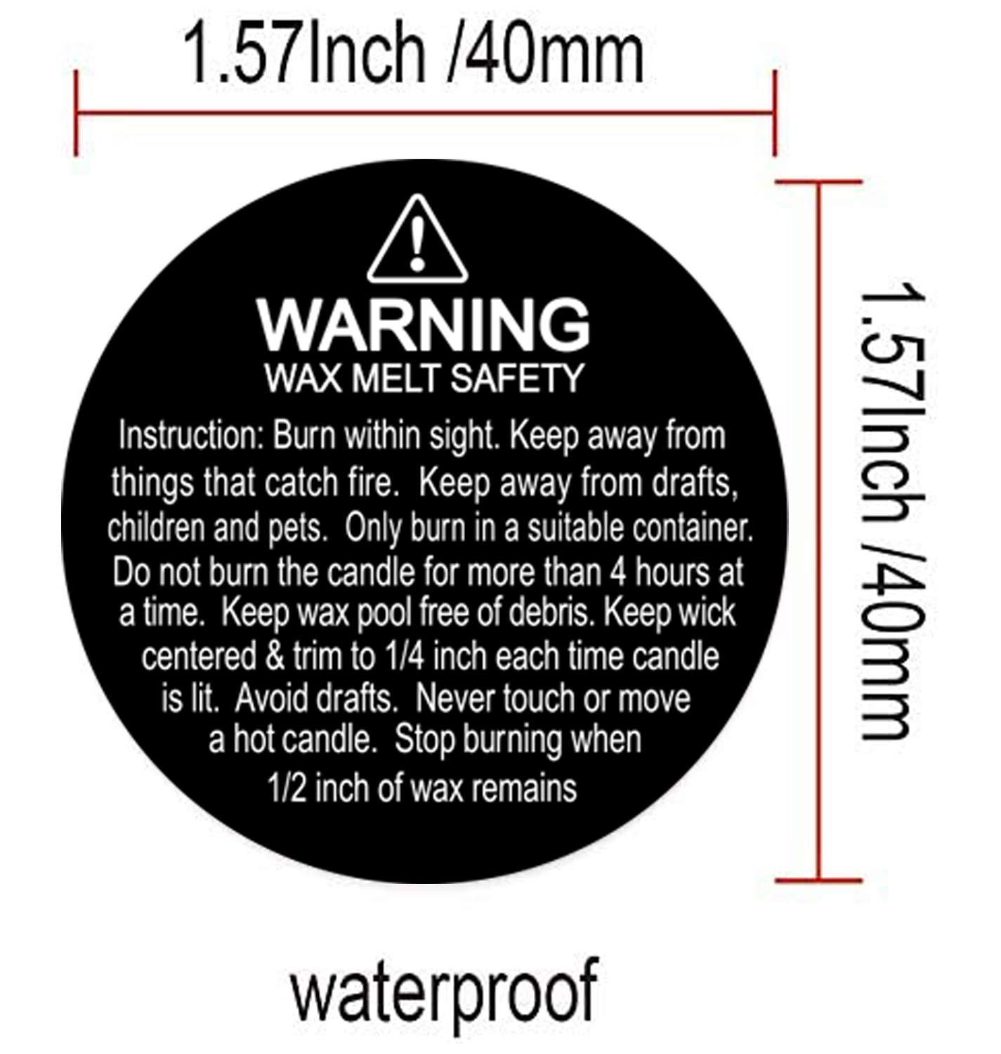 Candle Warning Stickers 1.57" Round Candle Jar Container Labels Wax ...