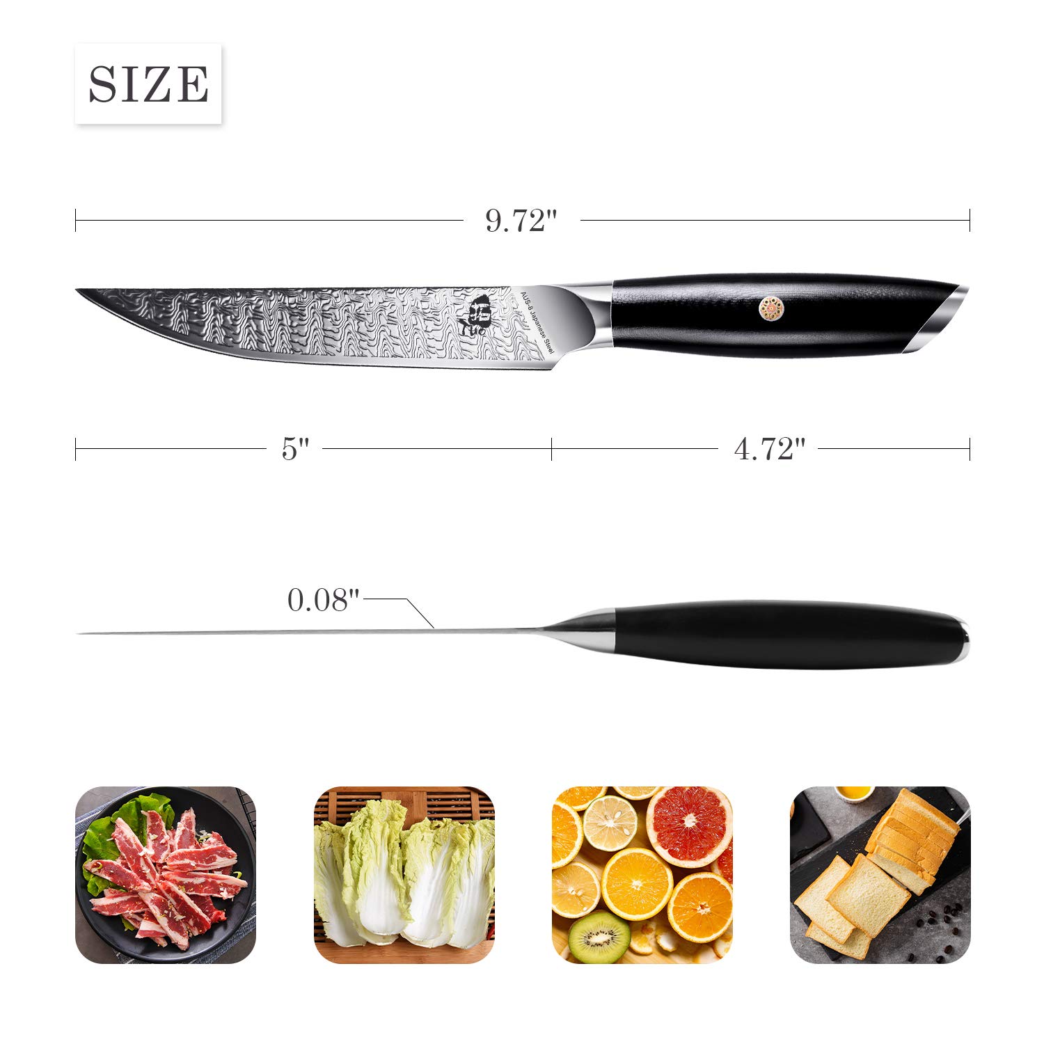Snapklik.com : TUO Kitchen Steak Knife - 5 Inch Straight Single Steak ...