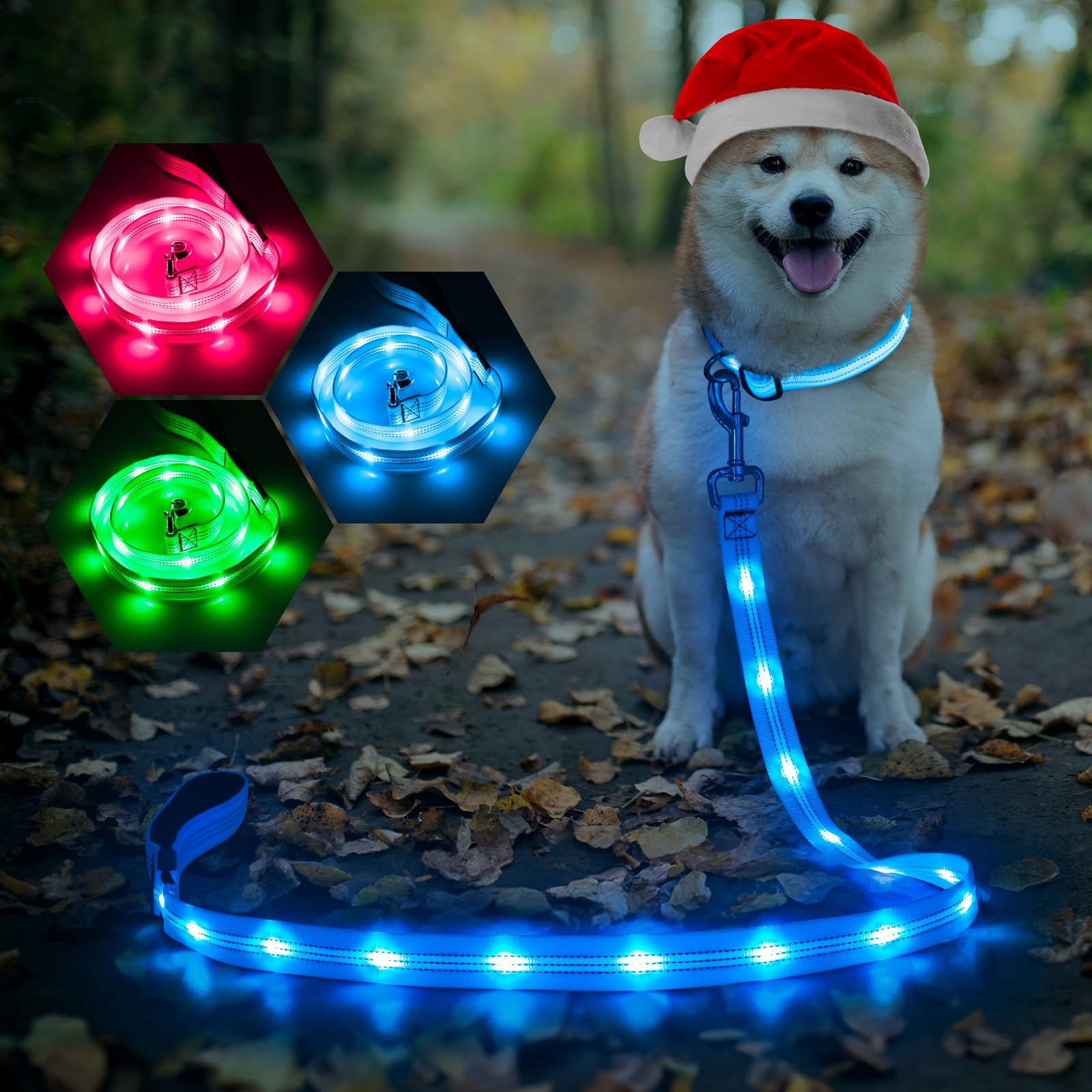 Amazon.com : Weesiber Glowing Light Up LED Dog Leash - 4ft USB ...